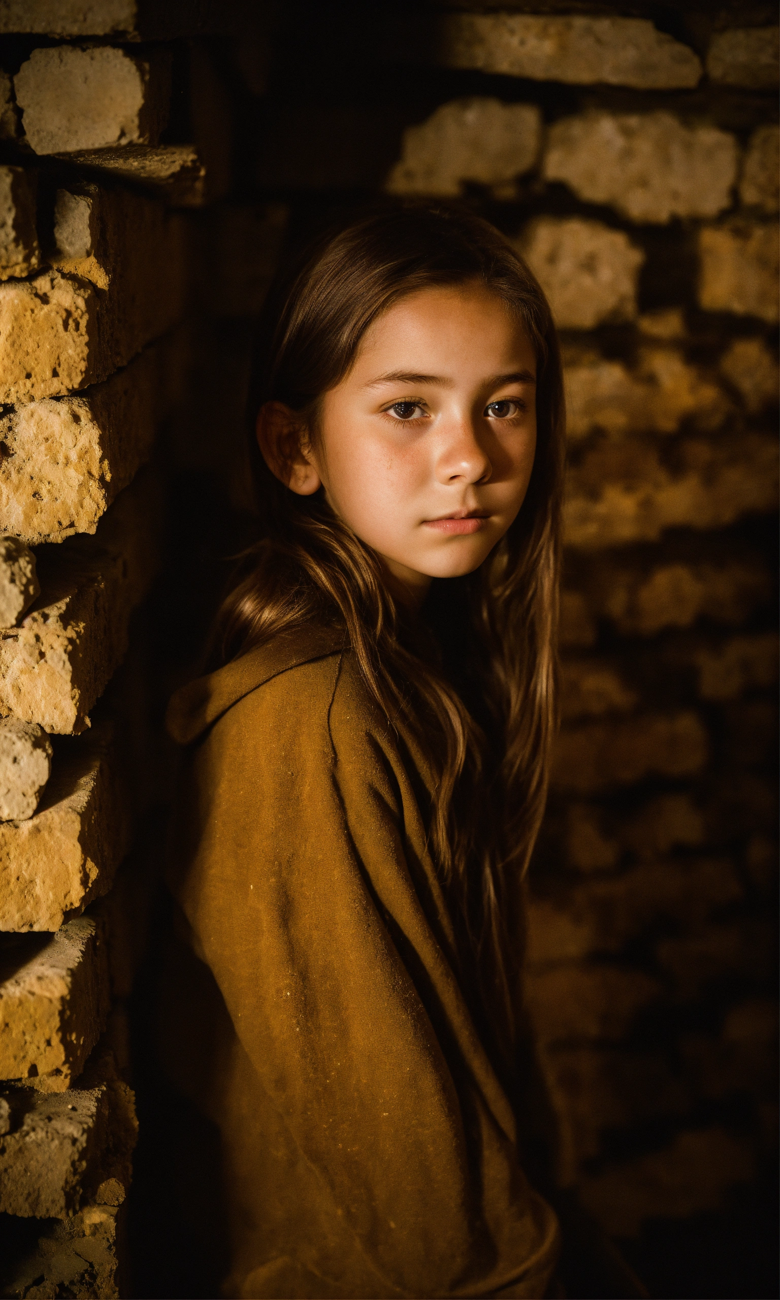 Lexica - 13 year old girl in a cellar, looking at the camera