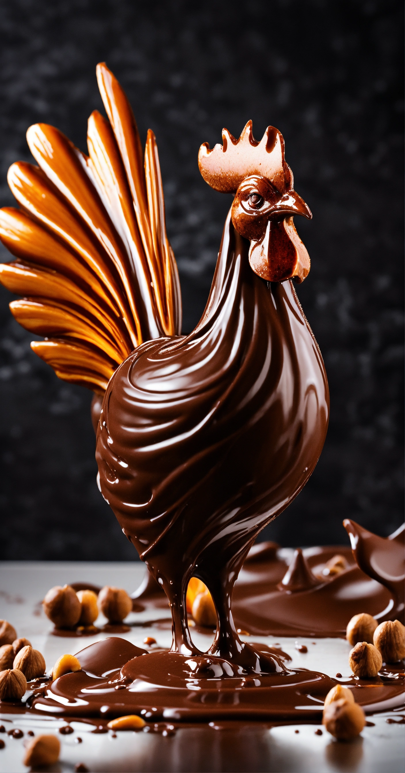 Lexica - Chocolate hen chocolate sculpture with swirl with spectacular ...