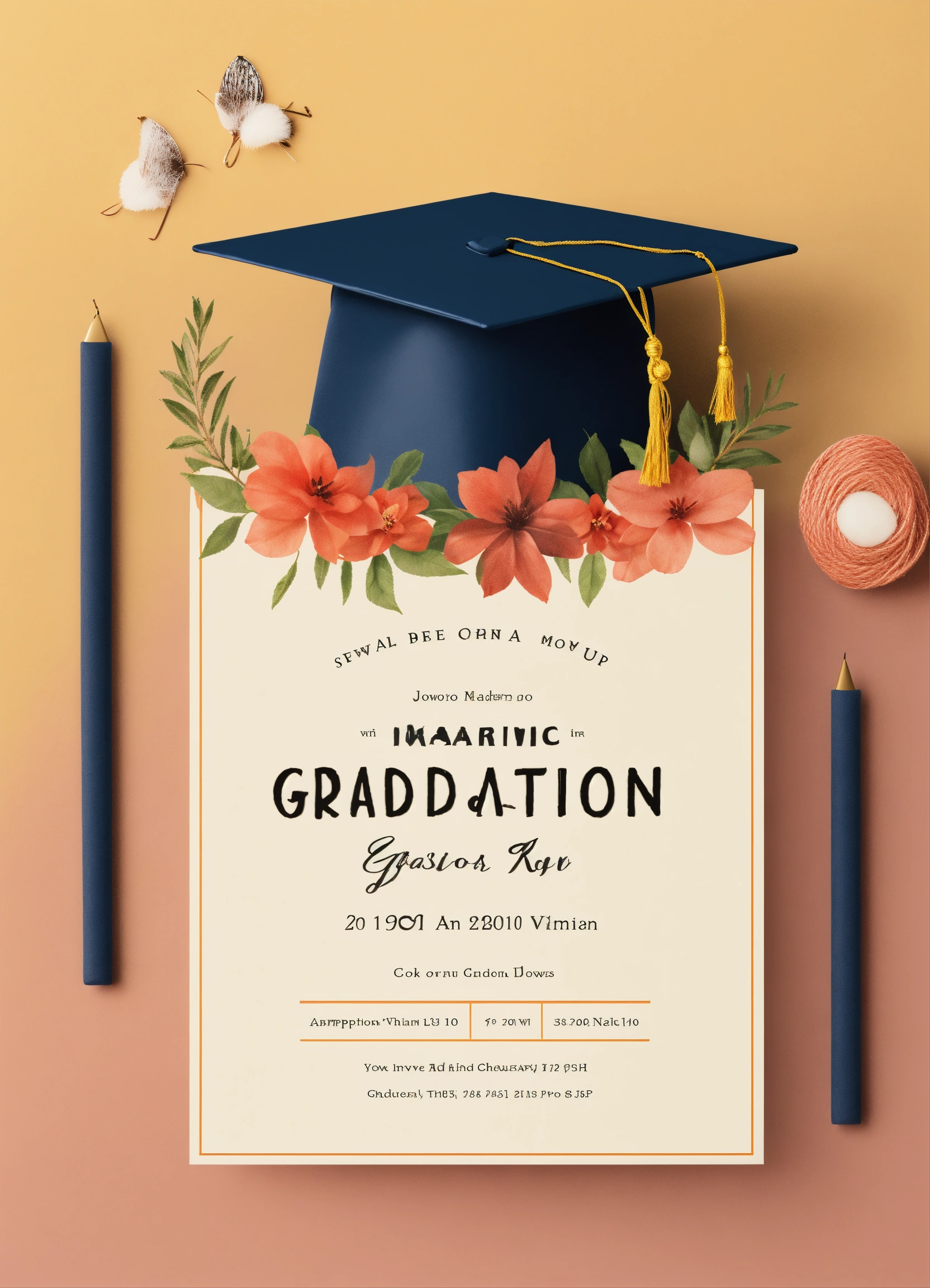 Lexica - Simplistic graduation invitation mockup