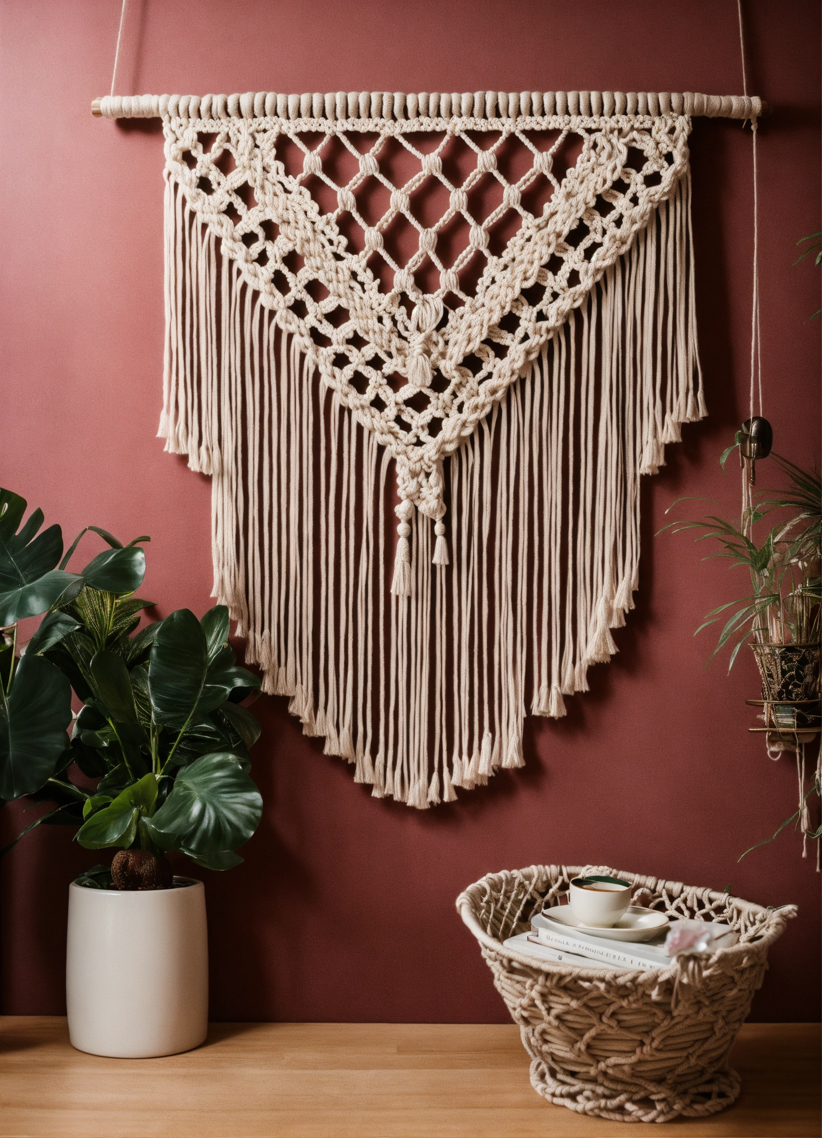 Lexica - Beautiful big macrame wall hanging, ultra hq photo,
