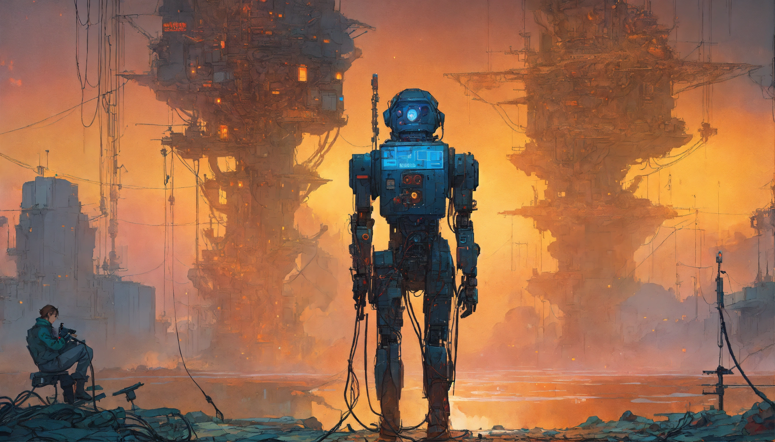 Lexica - [a robot dreadlocks made of wires smoking] [moonscape ...