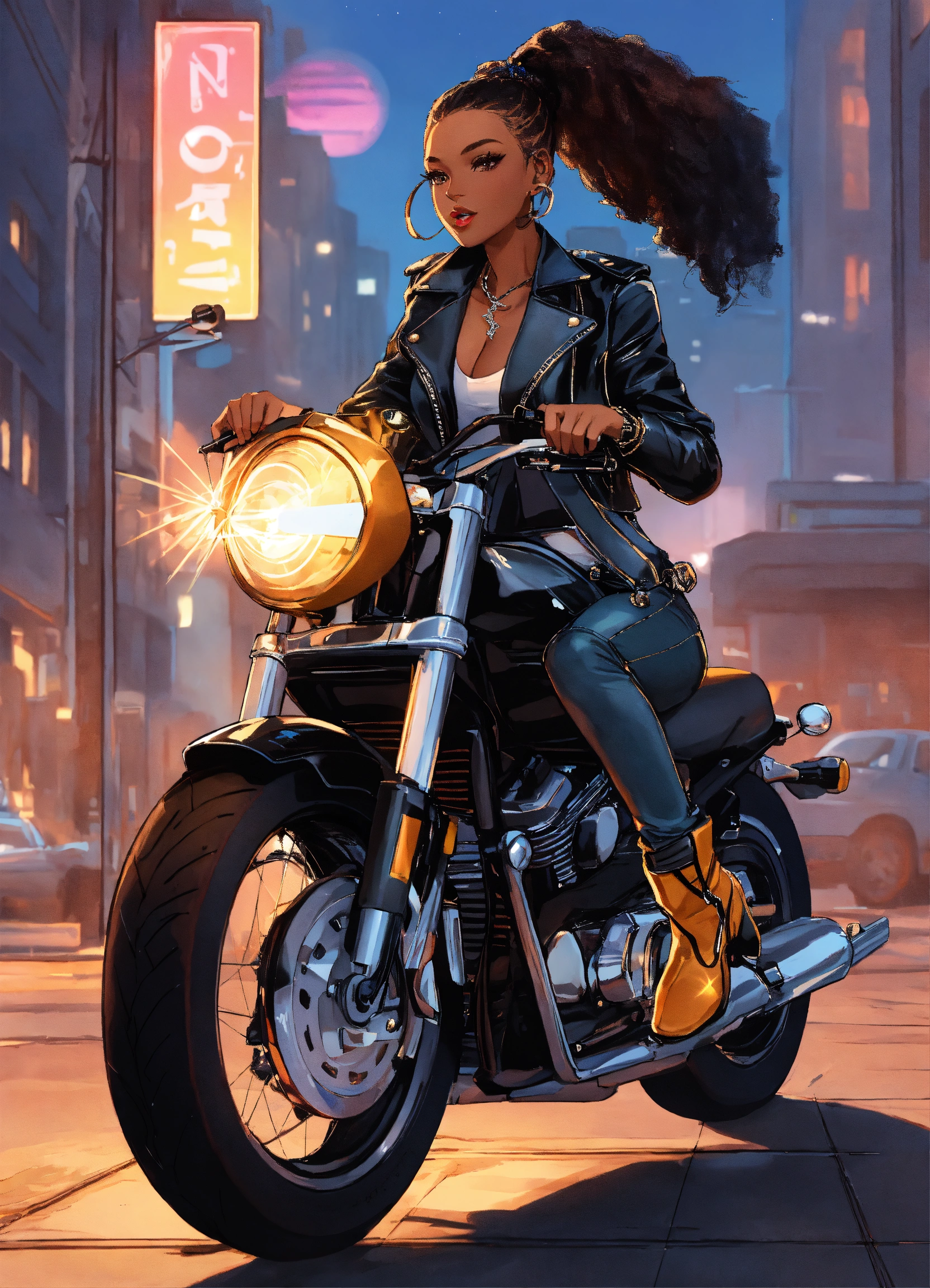 Lexica - Animated illustration of a melanin-rich beautiful girl with ...