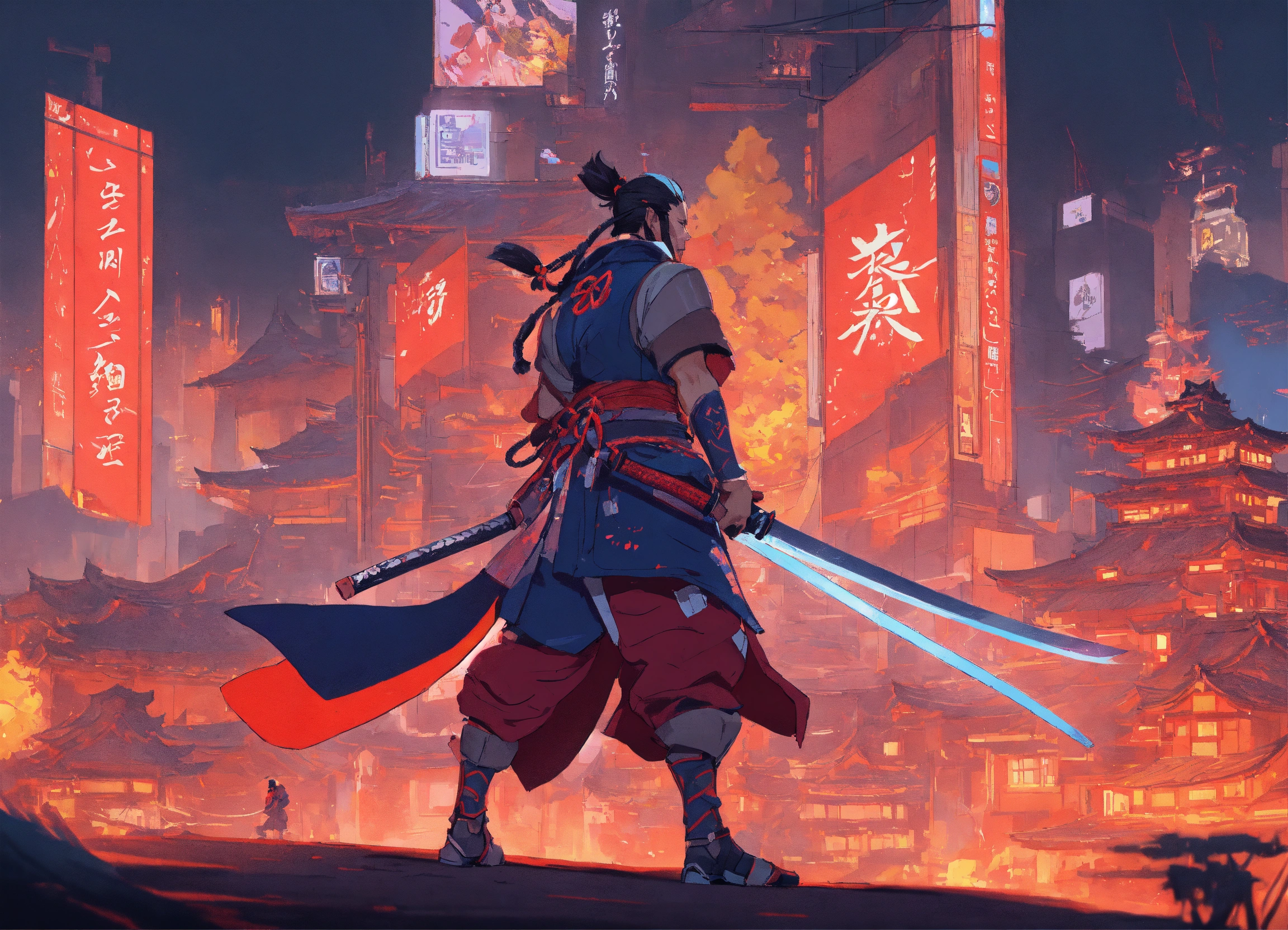 Lexica - Photo of a samurai with heroic pose, dota 2, screens, robot ...