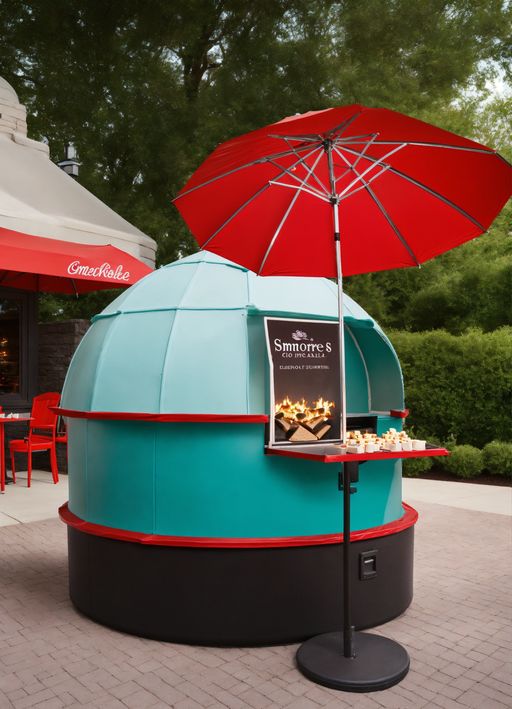 Lexica - Elegant teal ice igloo booth to sell smores outside a ...