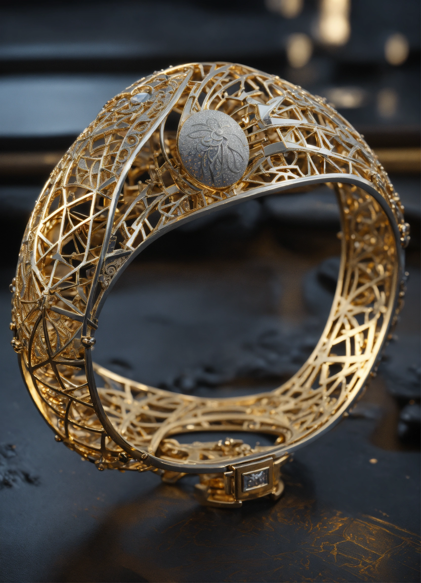 Lexica - Cybernetic crane bracelet, Ford Hallam Style, Shibuichi, tsuba ...
