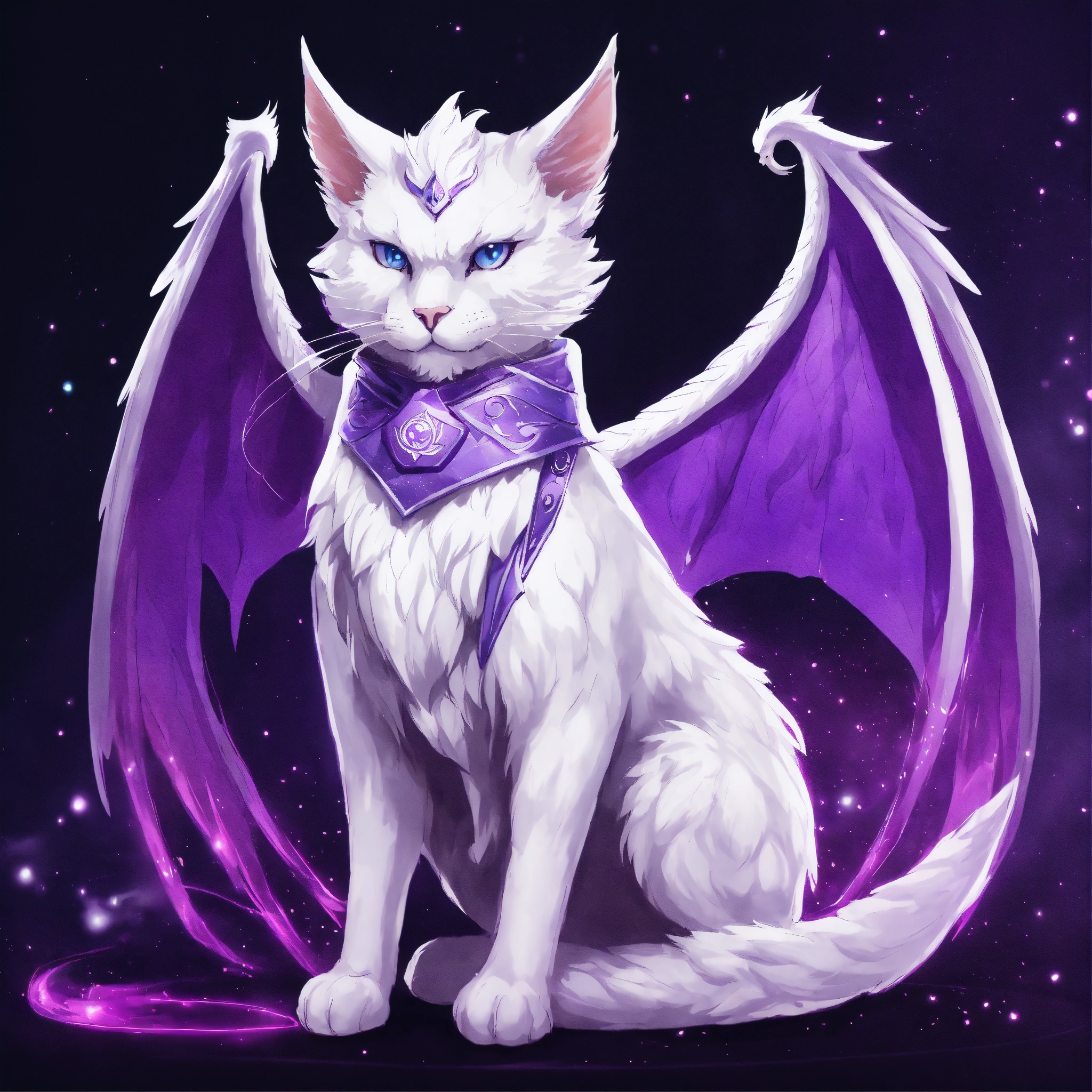 Lexica - White purple Dragon Cat with wings the wizard, fantasy, anime ...
