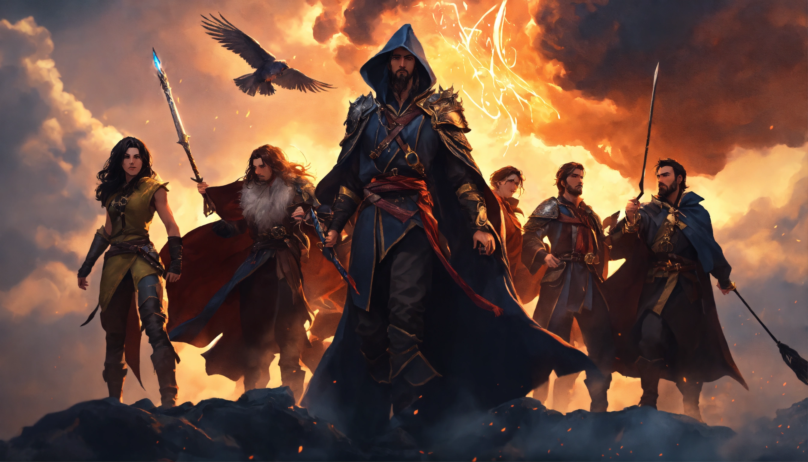 Lexica - Dark medium hair french goatee wizard robes male creating ...