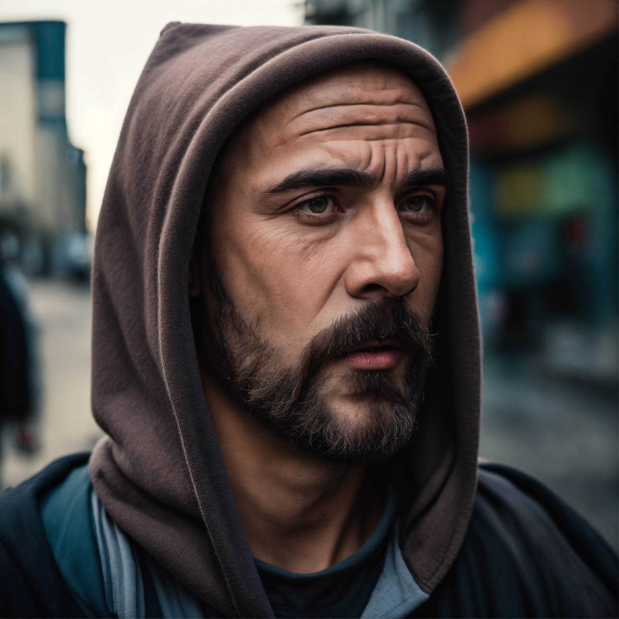 Lexica - A HUGE BALD STRANGE LOOKING HOMELESS MAN WITH A LITTLE GOATEE ...