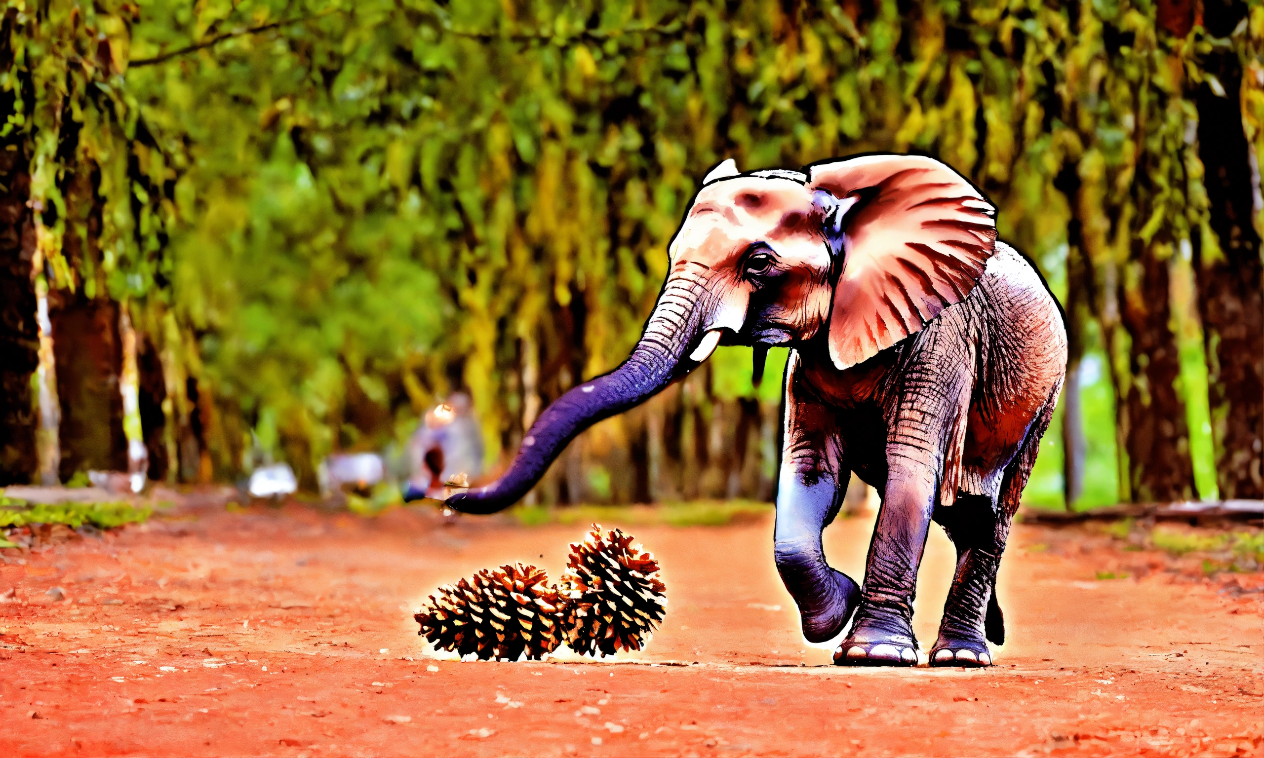 Lexica - Elephant stomping pinecone