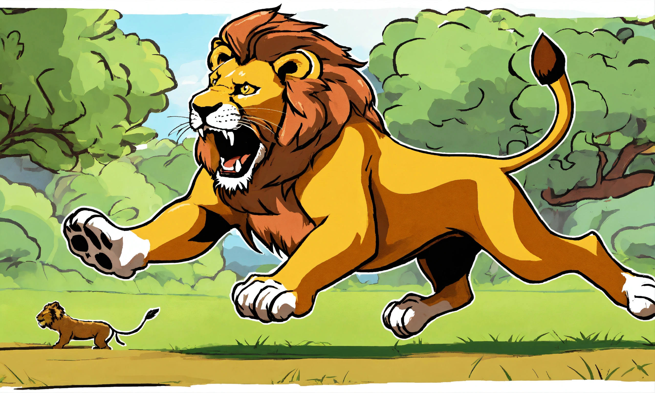 Lexica - Lion attack , lion attack run cartoon