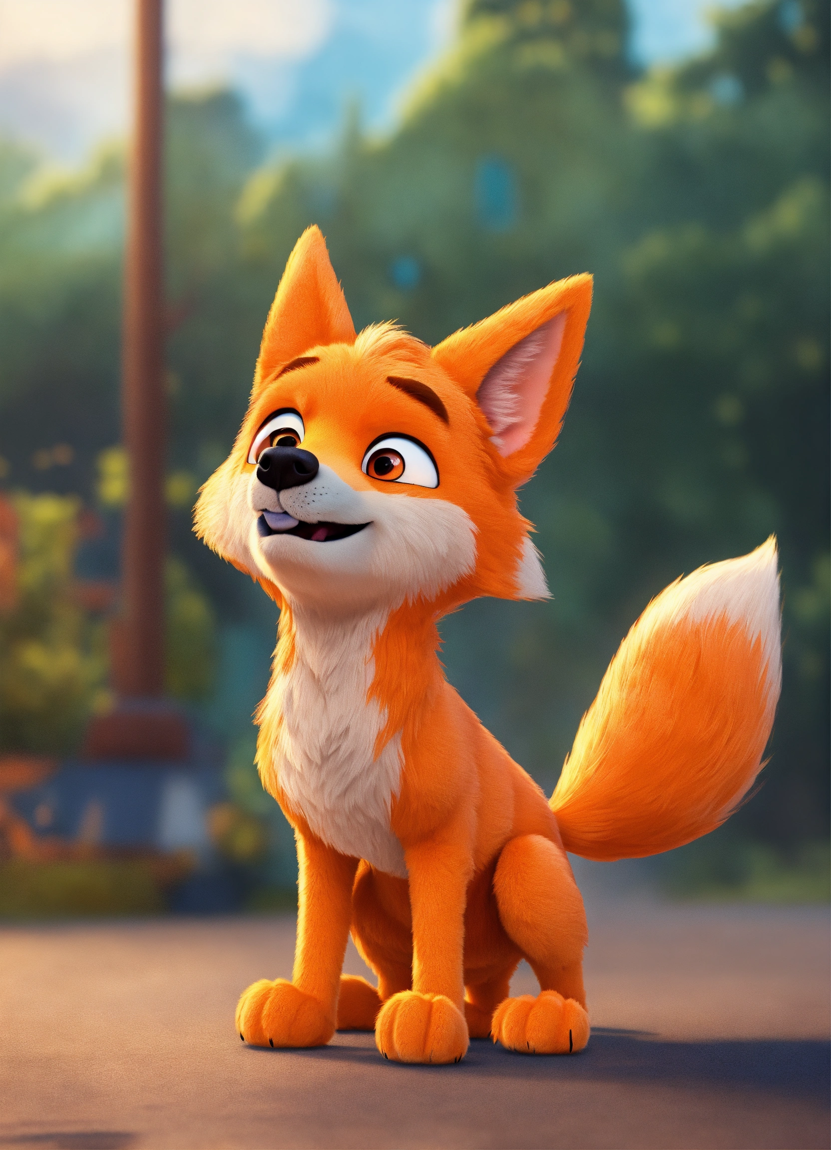 Lexica - A cute orange wolf in pixar style