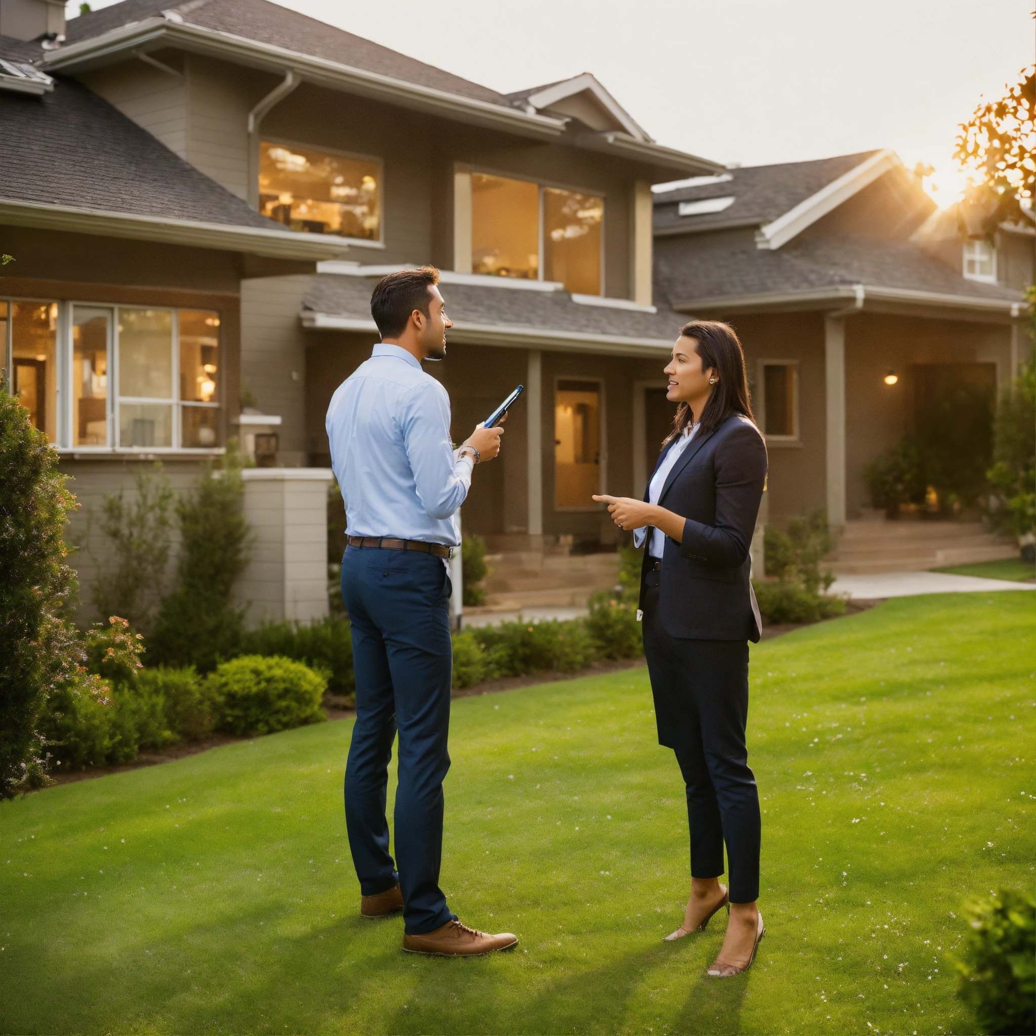 Lexica - A photo of a real estate agent showing a house to a potential ...