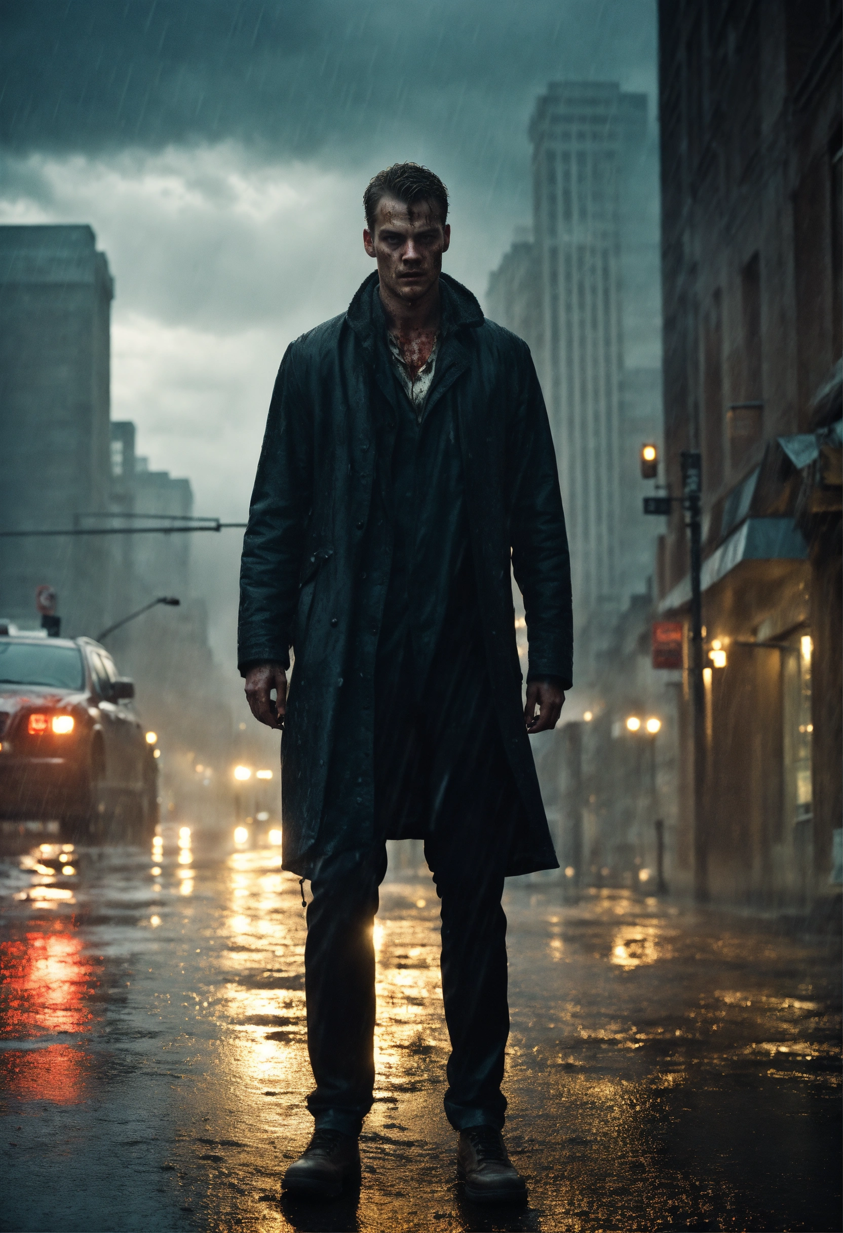 Lexica - Beautiful tall man, kinnaman, apocalypse, dark, walk, city ...