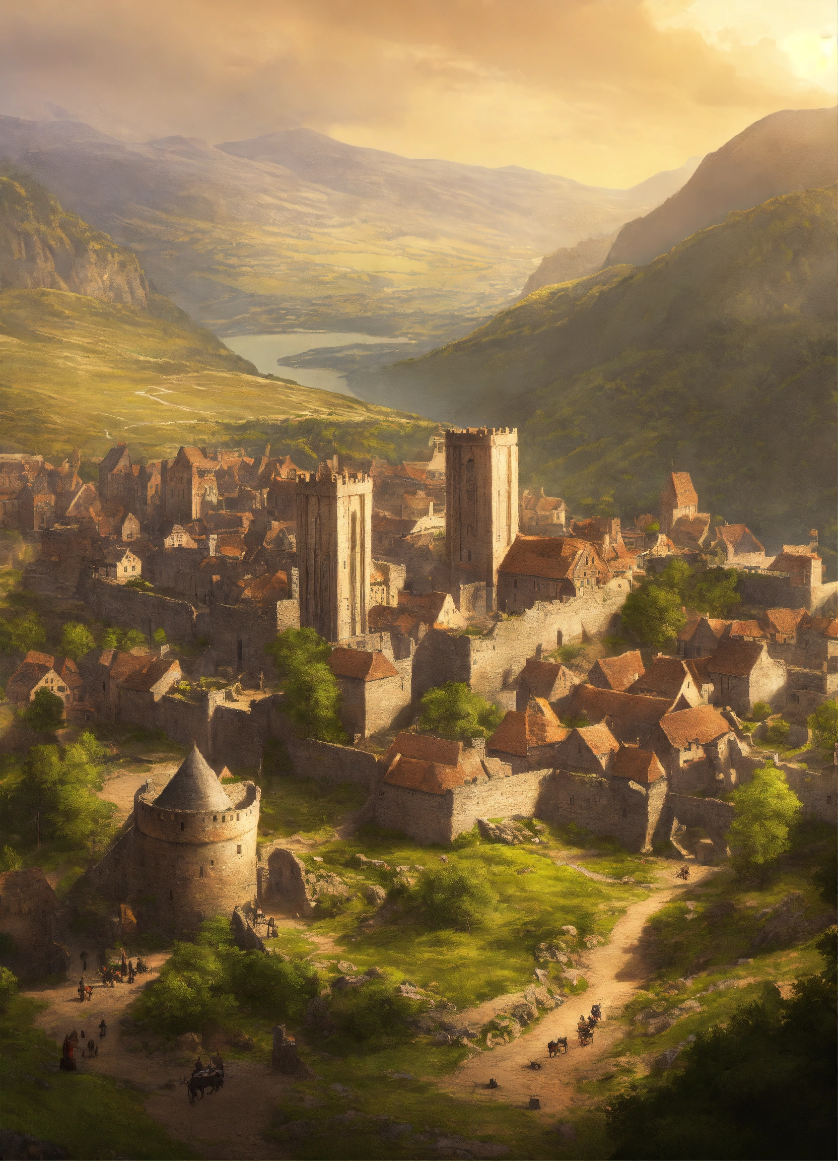 Lexica - An anglo saxon city with towers in mountainous terrain.