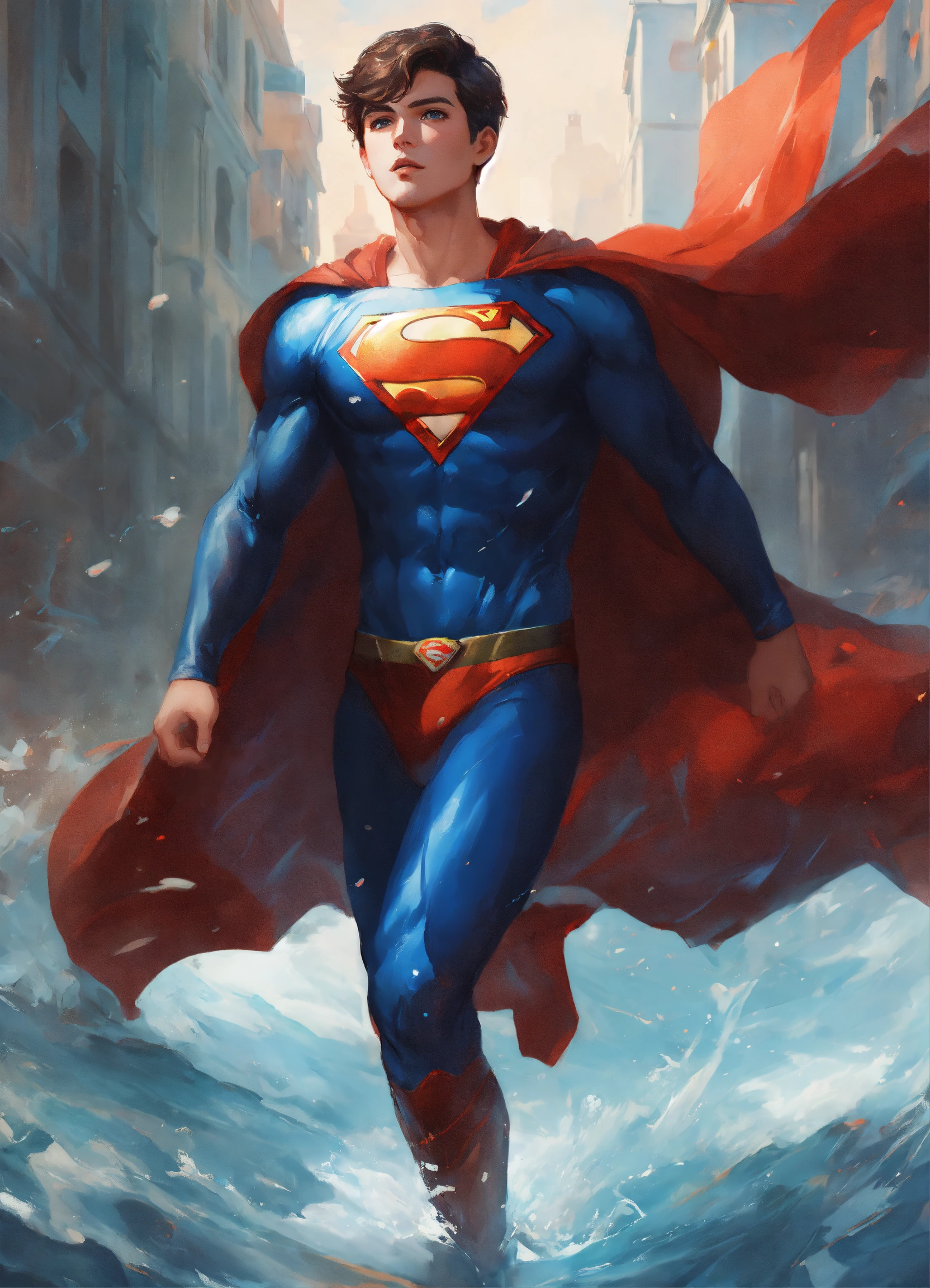 Lexica - Realistic, cute boy dressed in superman theme, wearing ...