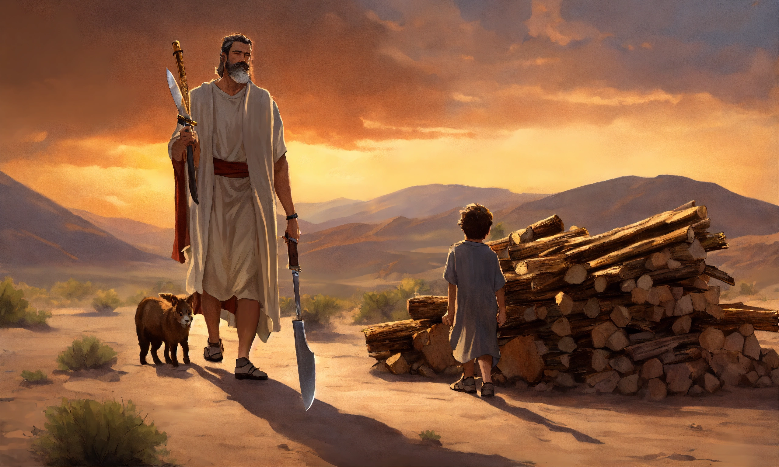 Lexica - Realistic Abraham from the Bible, realistic, with a knife on ...