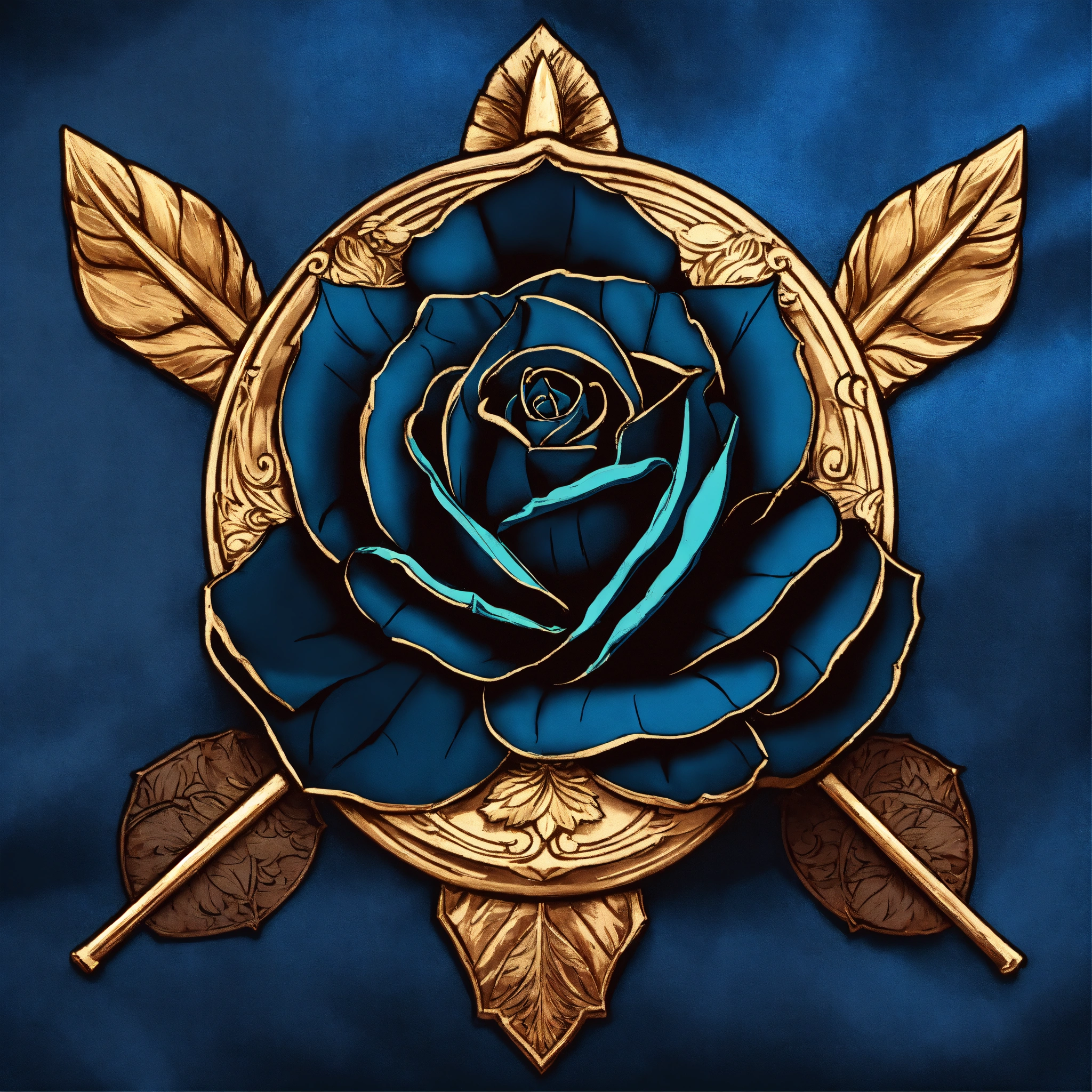 Lexica - Flag insignia of a black rose on a blue background in an ...