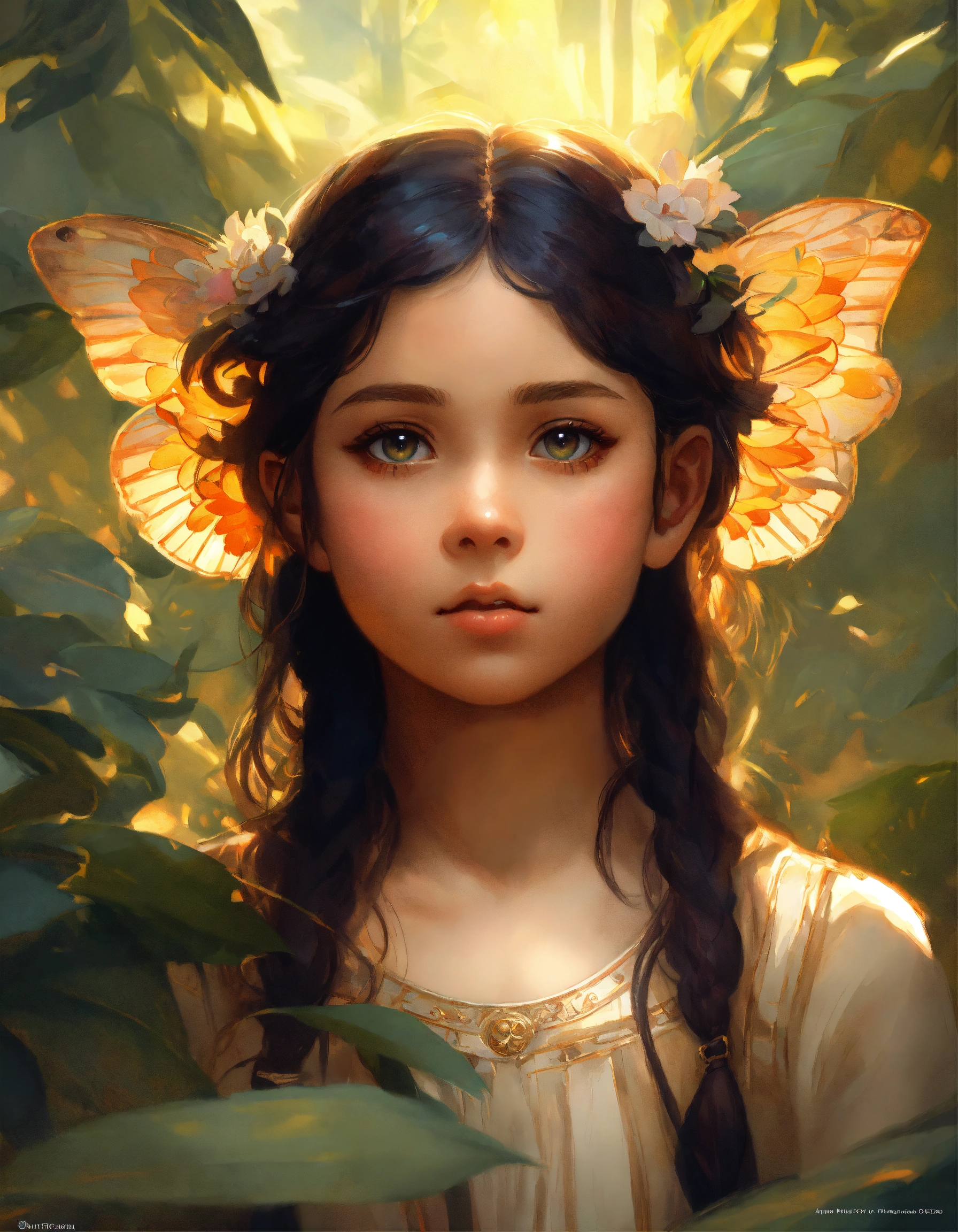 Lexica - 10year old girl, her cherubic face framed by tufts of ebony ...