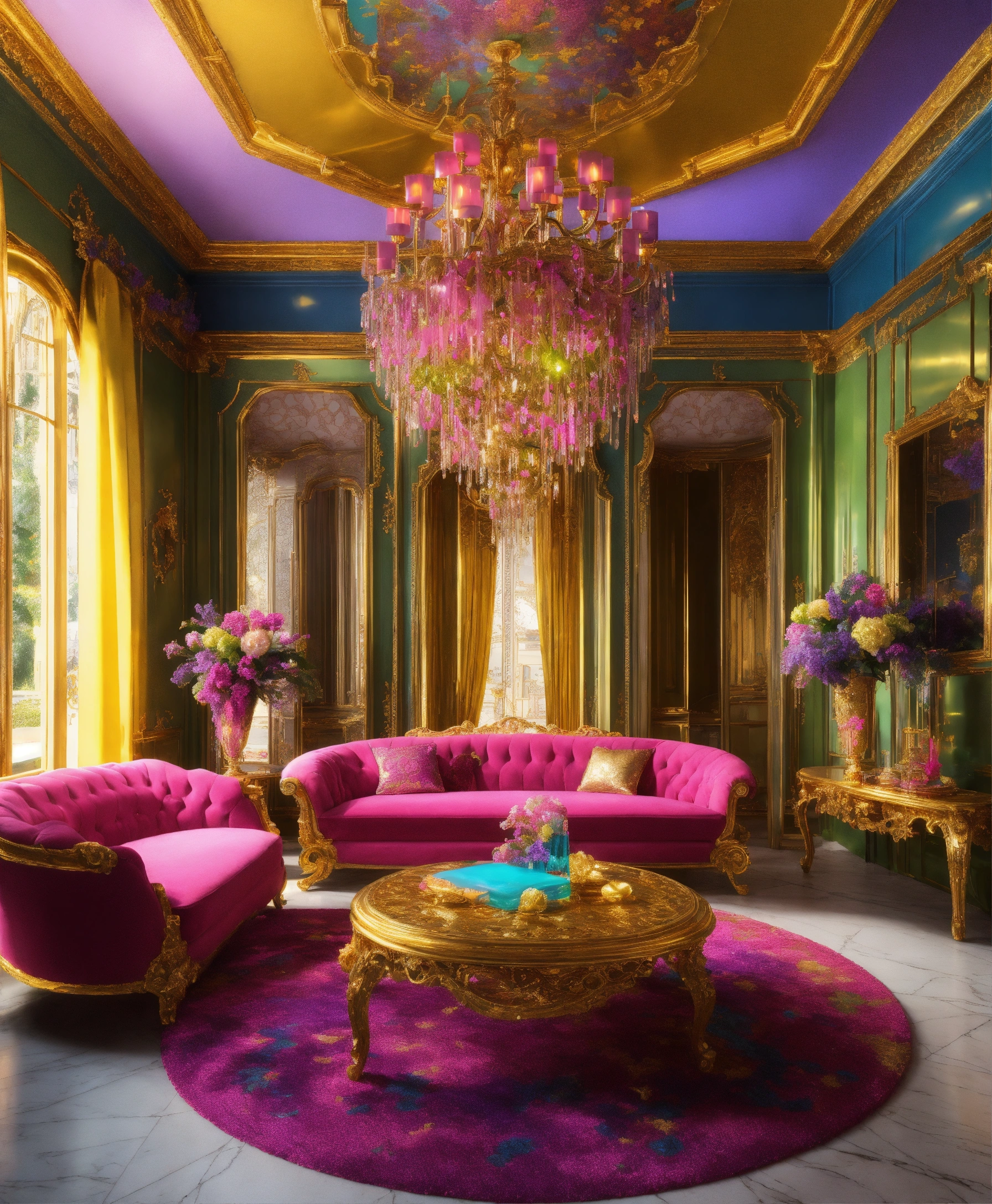 Lexica - Futuristic beautiful French mansion interior glamorous ...