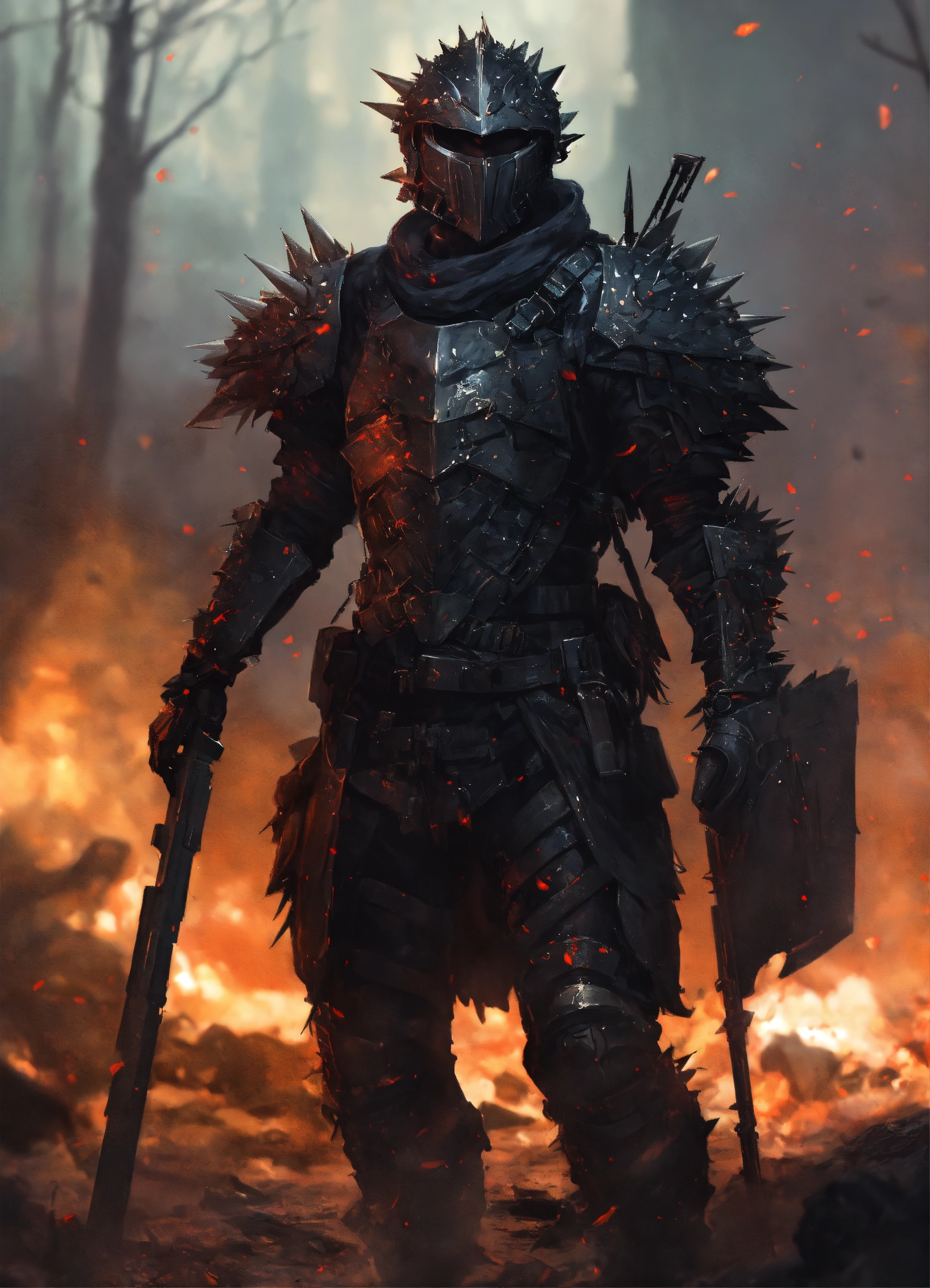 Lexica - A human soldier with a black spiked loriga segmentada armour ...