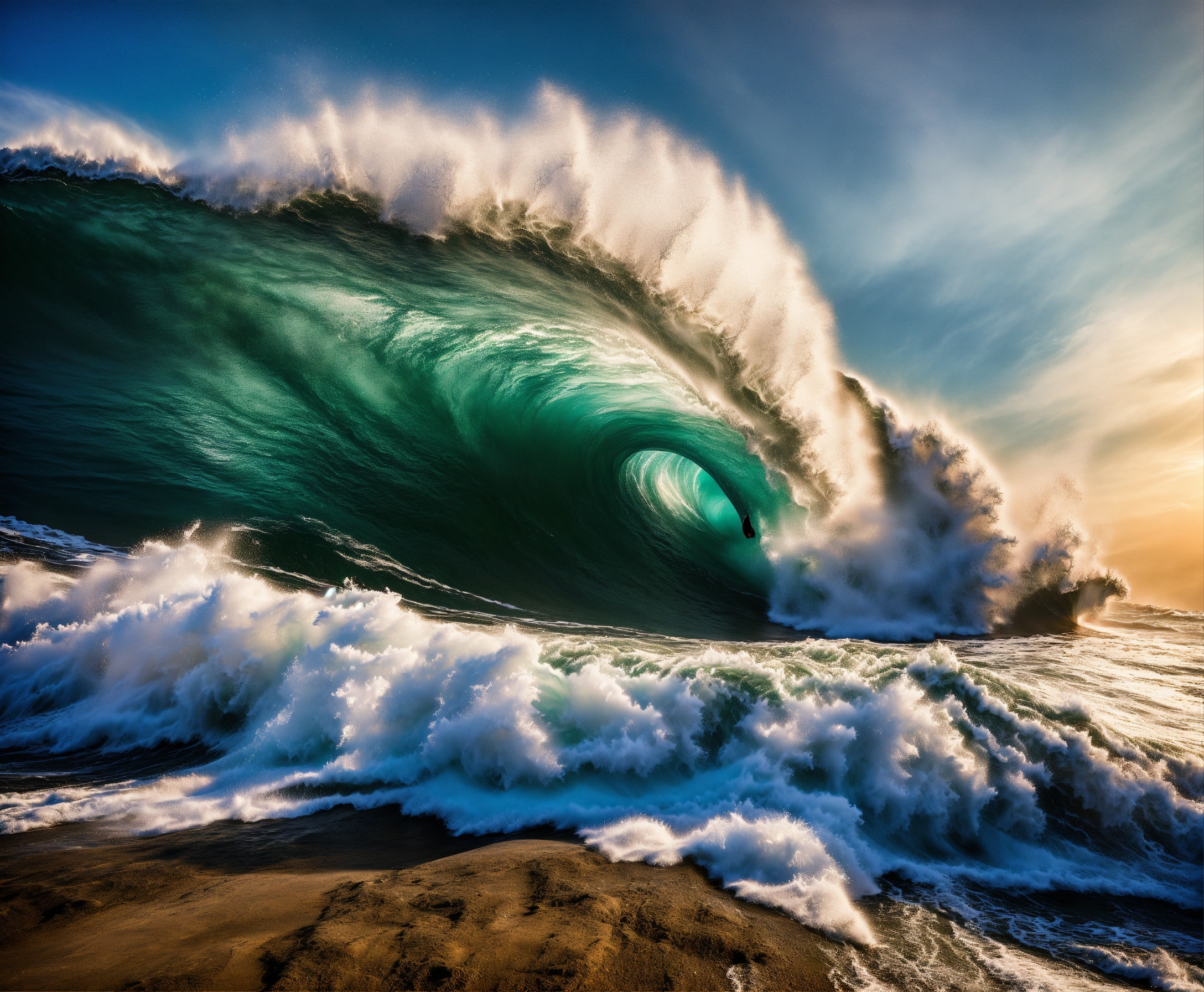 Lexica - Award winning photography looking under the curl of the big ...