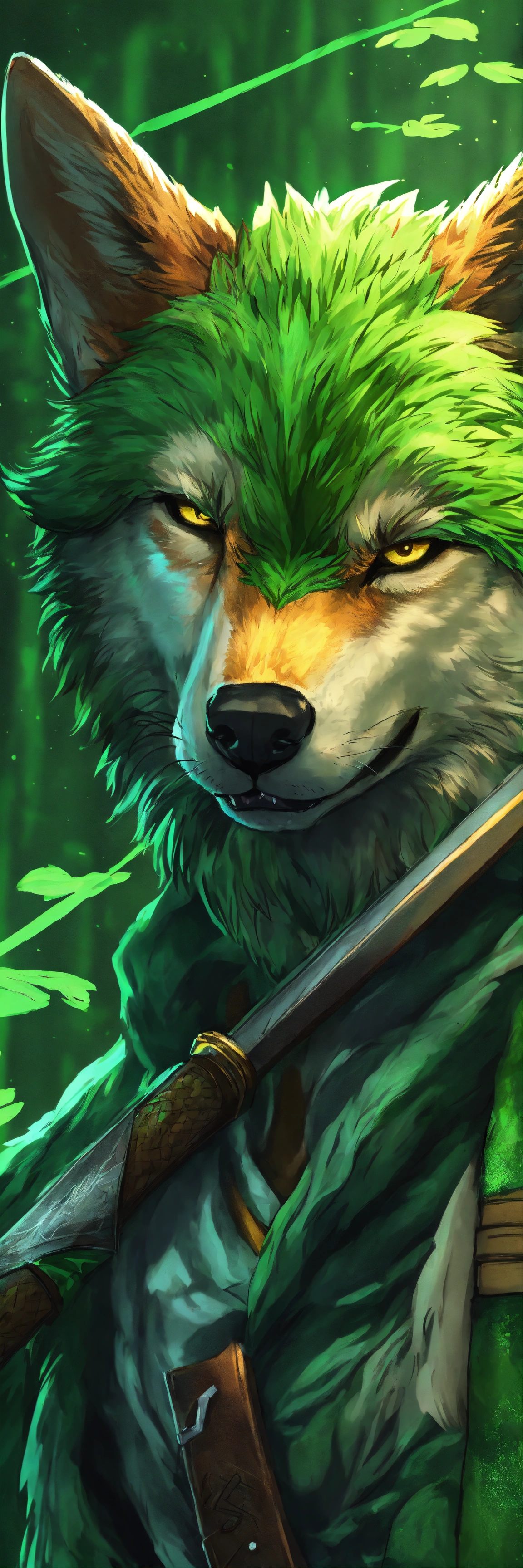 Lexica - Wolf draw in the style of roronoa zoro from one piece with the ...