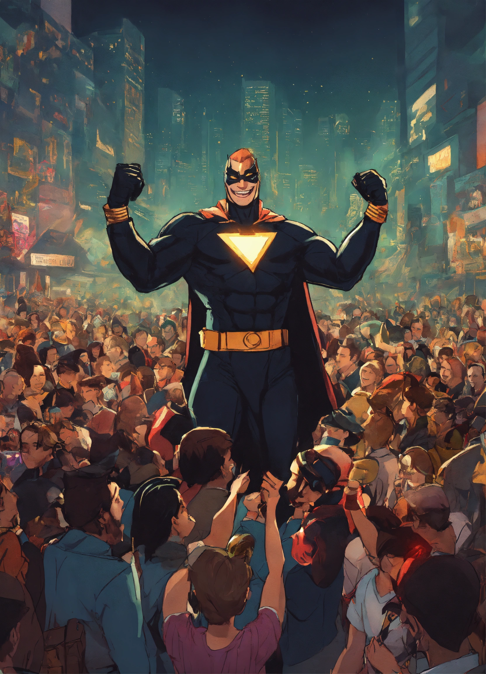 Lexica - A person surrounded by a lot of people and praising him, super ...