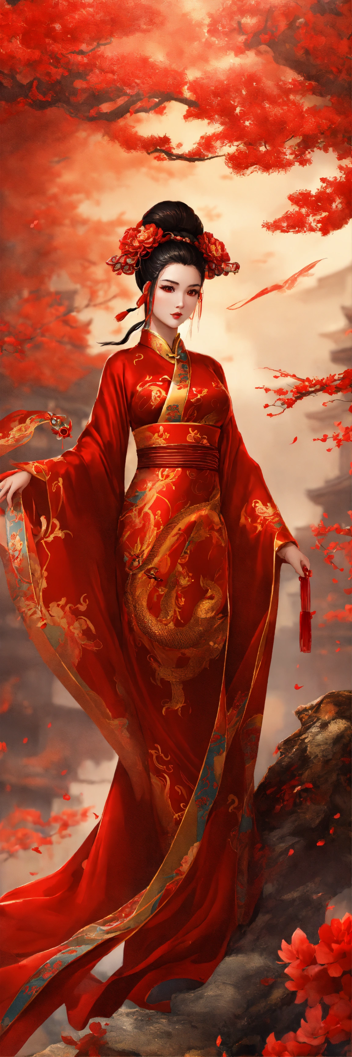 Lexica - Chinese Scarlet Dragon Lady background image