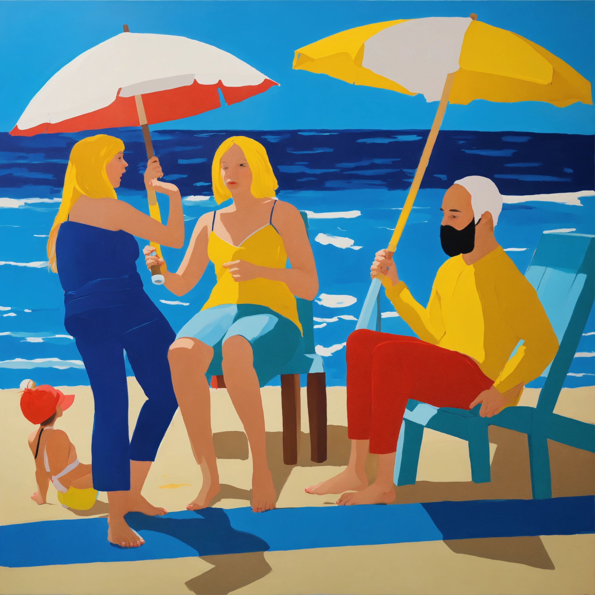 Lexica - Beach house party fight, in the style of Alex Katz and Iwona ...
