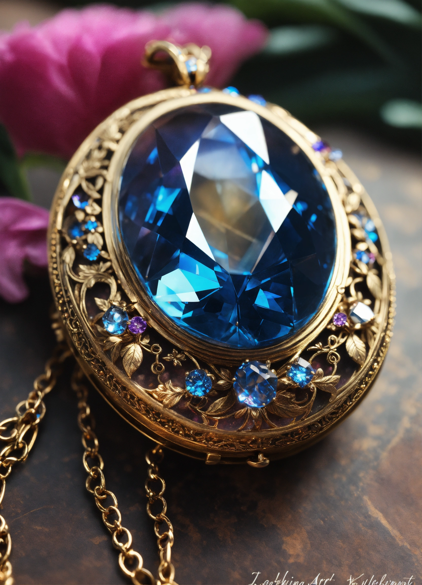 Lexica - Crystal locket, four sapphires inside the locket, magic ...