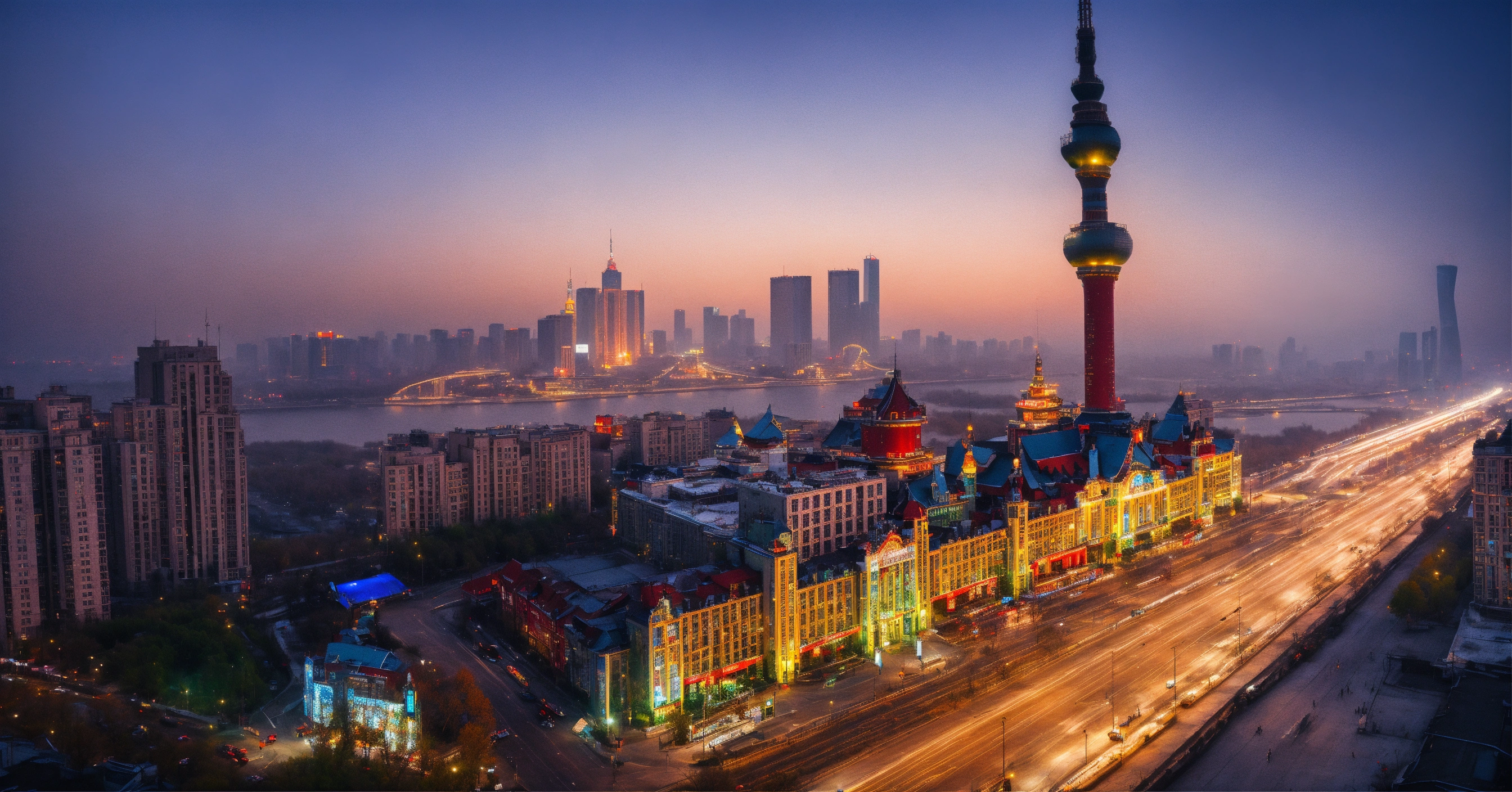 Lexica - Ultrarealistic contemporary photo, cityscape, Harbin, morning