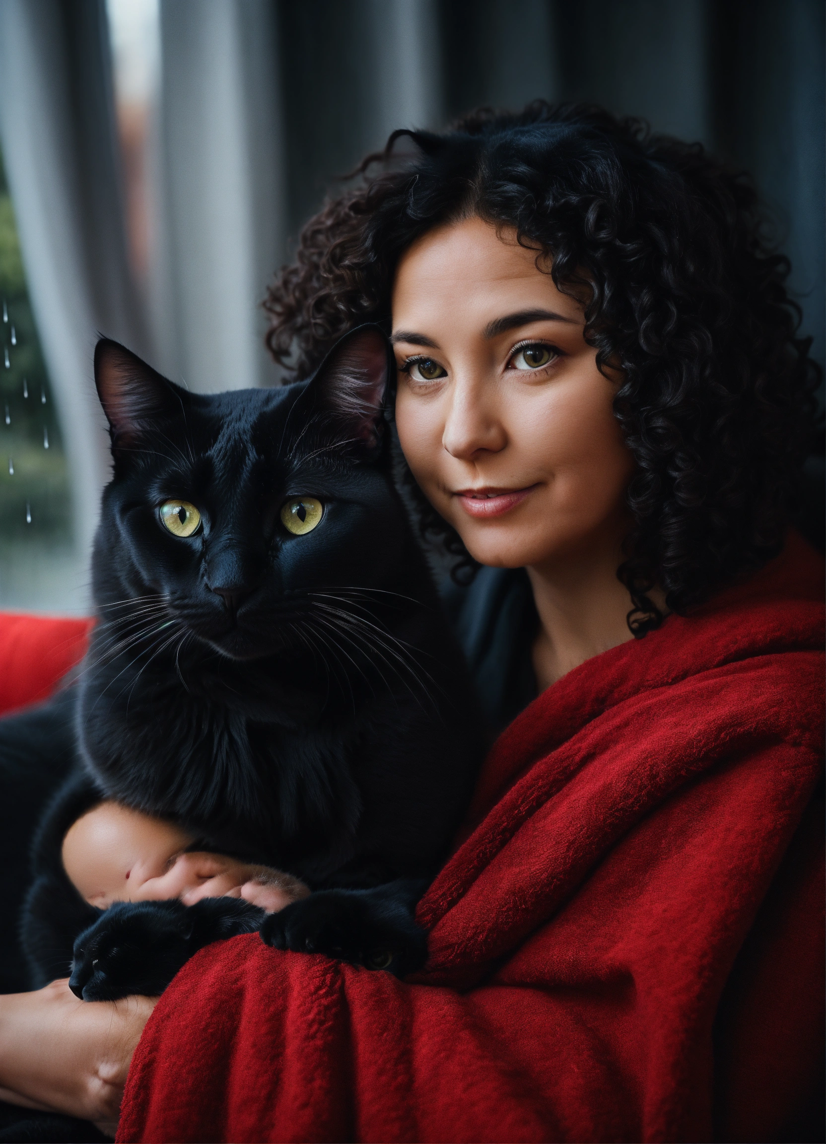 Lexica - A cute middle-aged cat with beautiful brown eyes sits next to ...