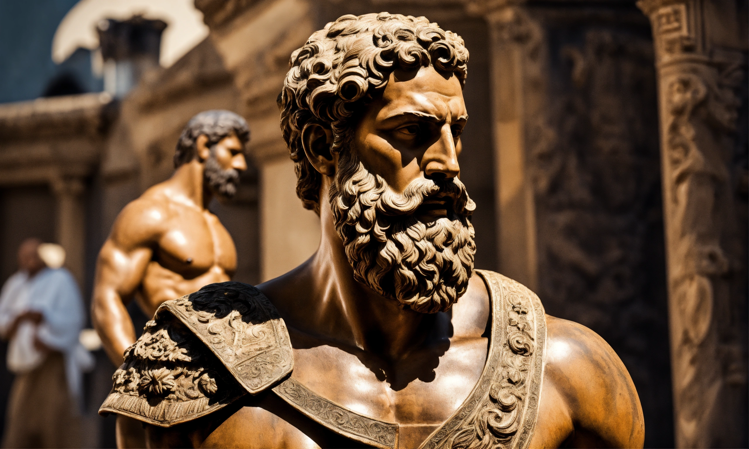 Lexica - Greek statue strong man standing with aggressive beard ...