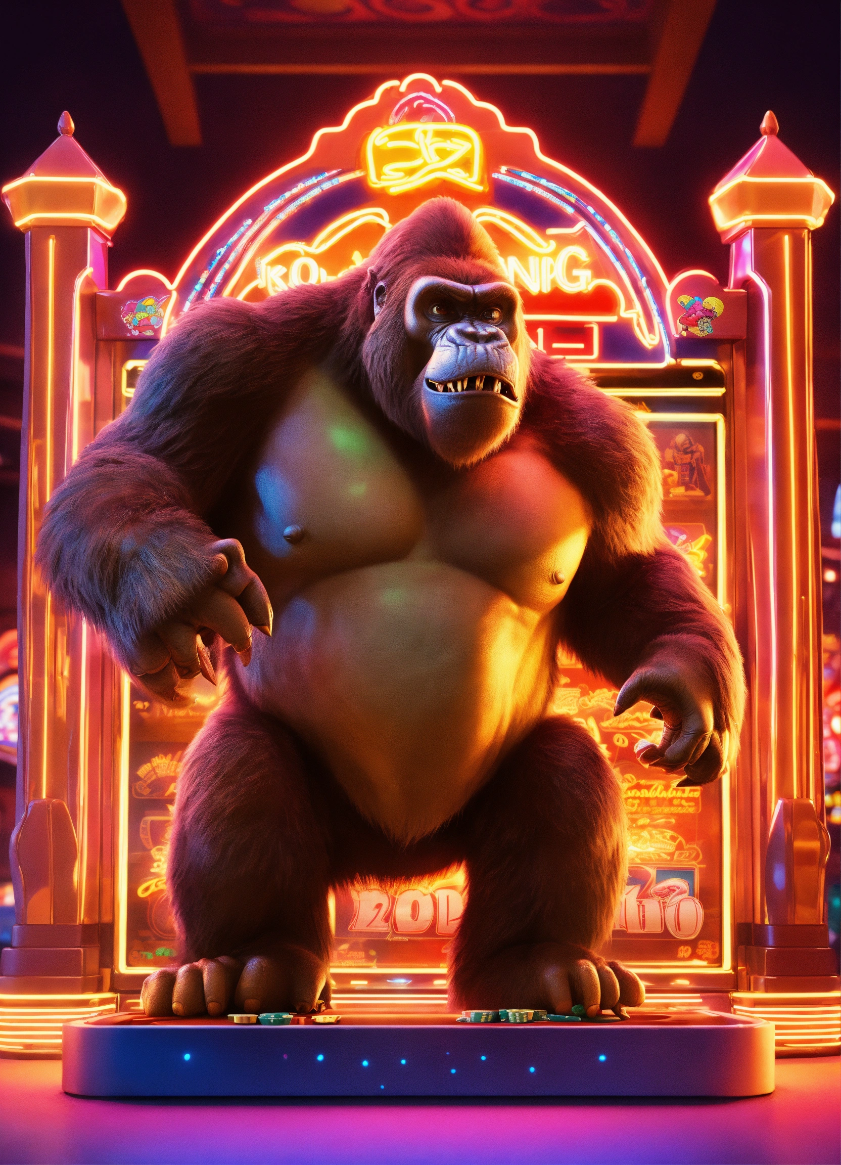 Lexica - 3D CUTIE Q VERSION CHARACTERS, BROWN KING KONG VS DINOSAUR ...