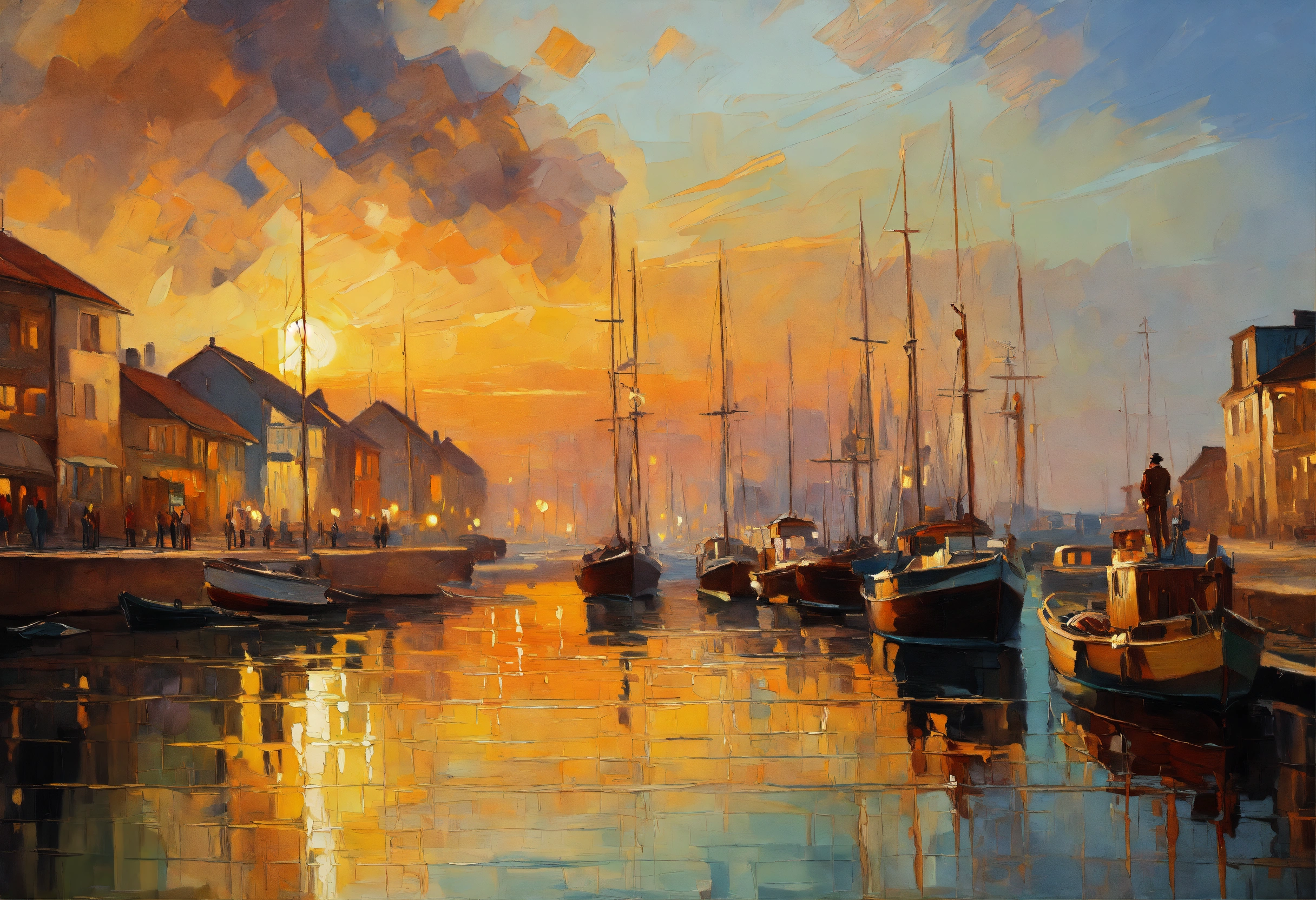 Lexica - Oil paintings landscape of HARBOR towns , painting Daniel F ...