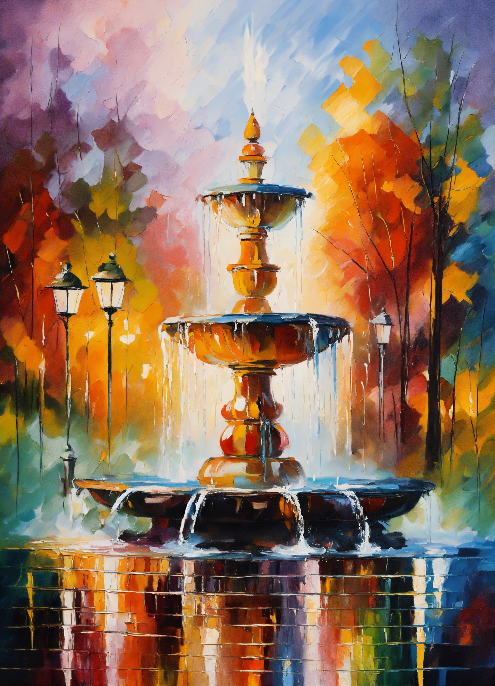 Lexica - Abstract oil painting of a magic fountain, pastel colors ...