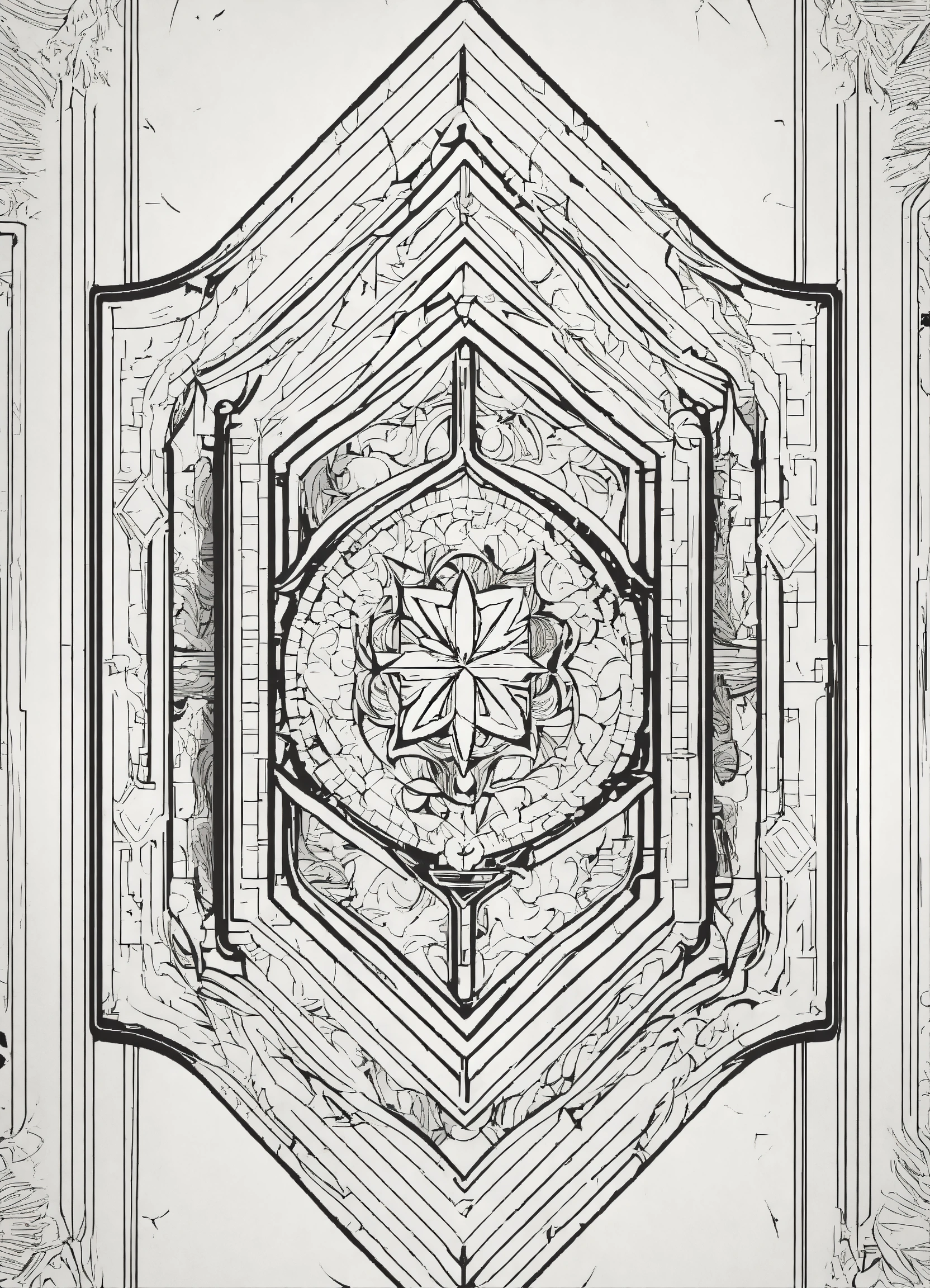 Lexica - Magic shield rectangular shape, vector, monochrome, line art ...