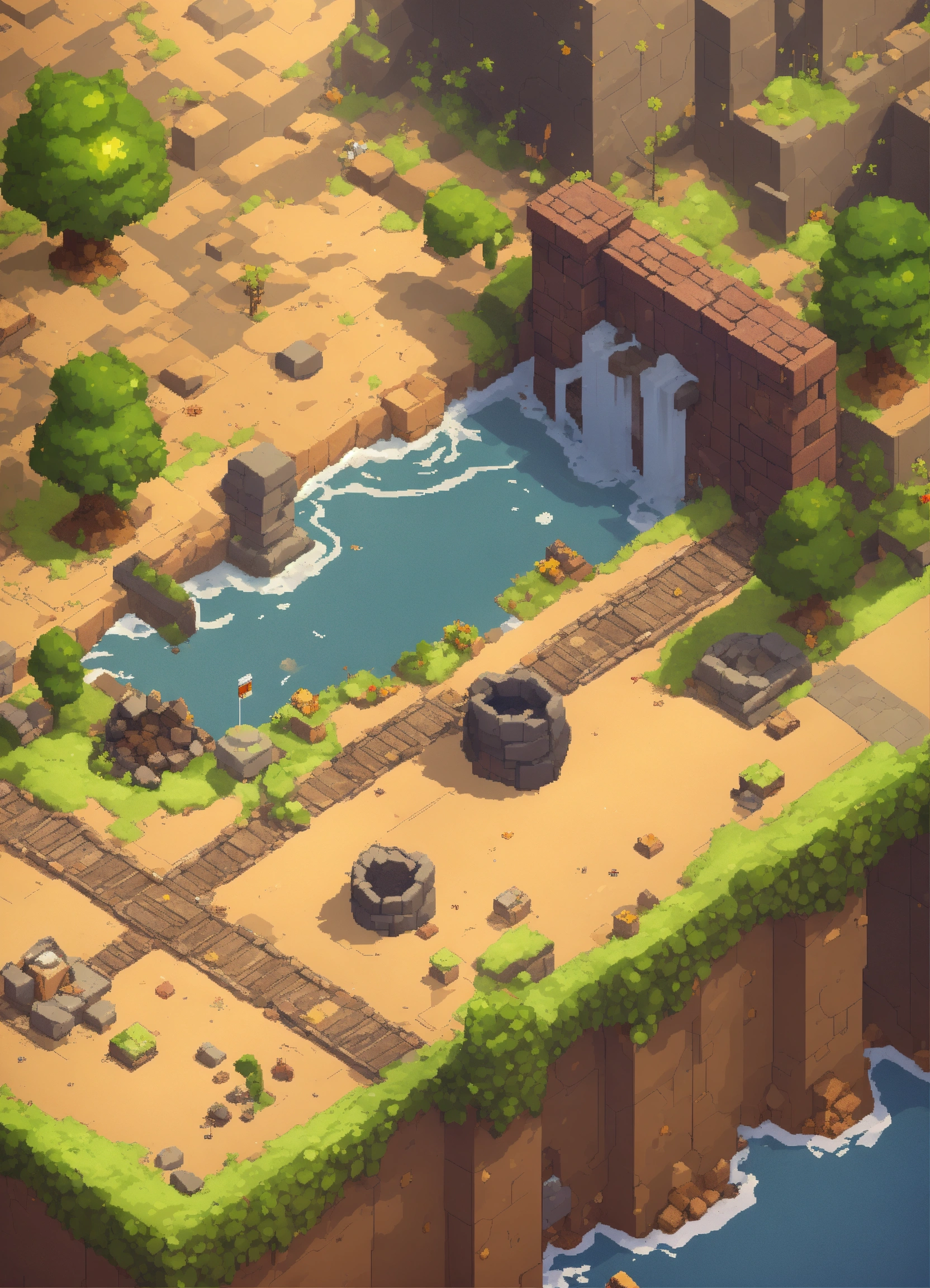 Lexica - Simple pixel concept art rocks and rubble from overhead