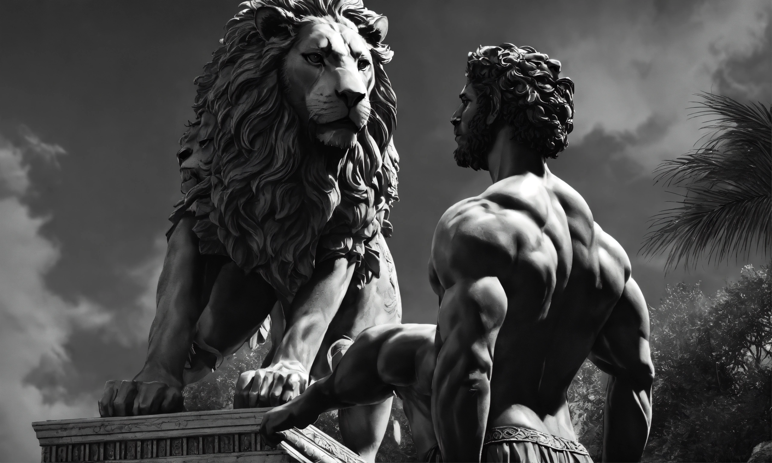 Lexica - Greek statue strong man standing with sinister smile sideways ...