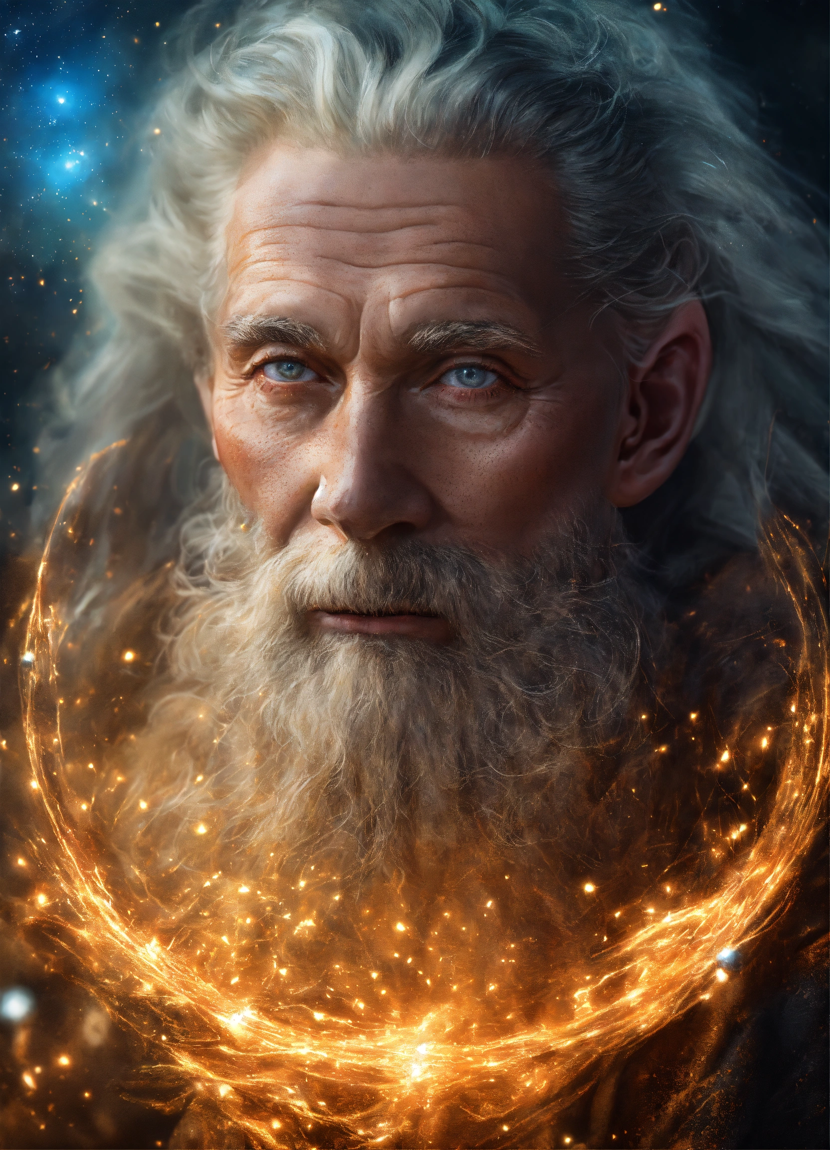 Lexica - Hyper-realistic glamour portrait of an old wizard surrounded ...