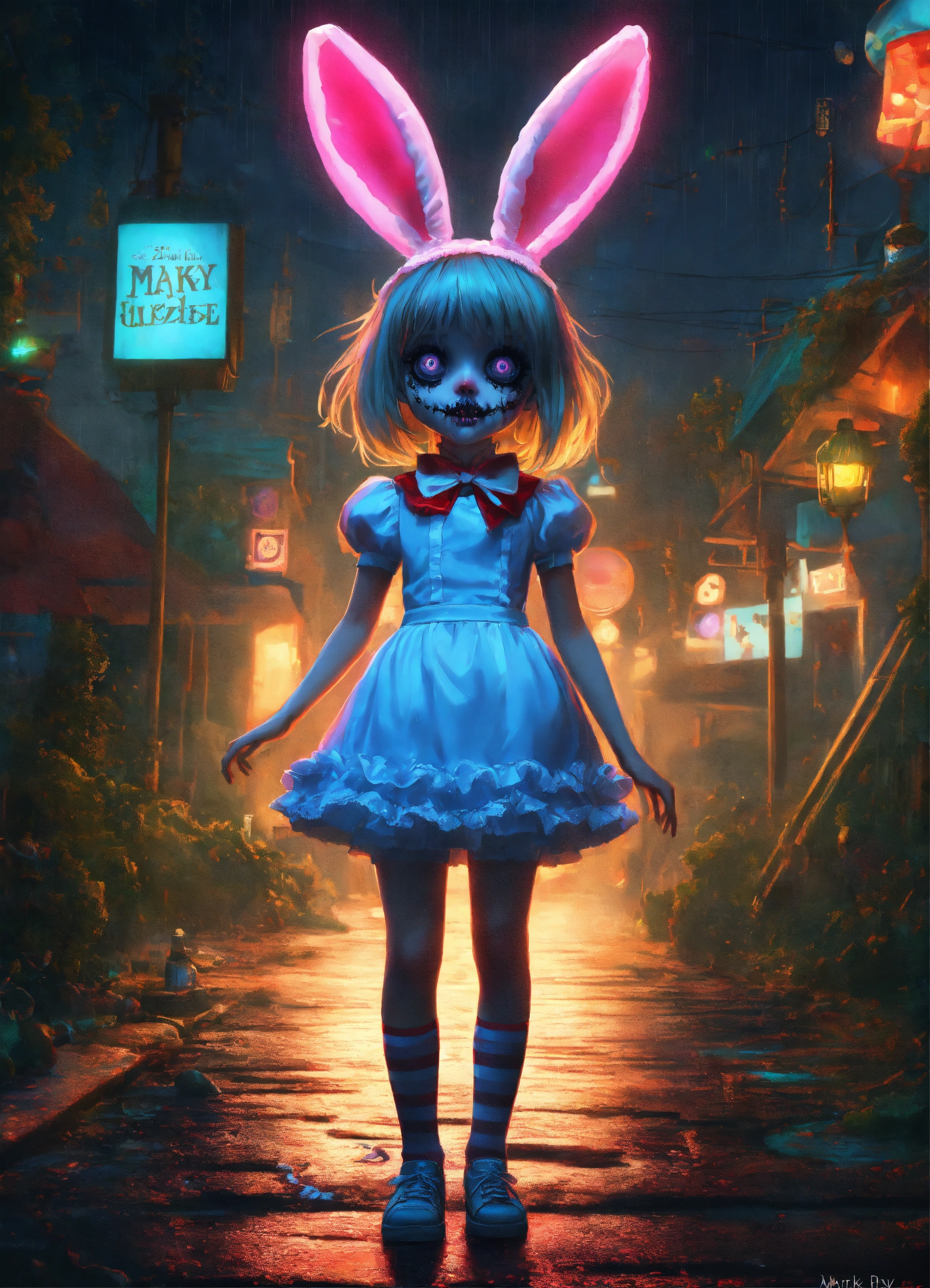 Lexica - Running creepy little zombie alice in wonderland whit bunny ...