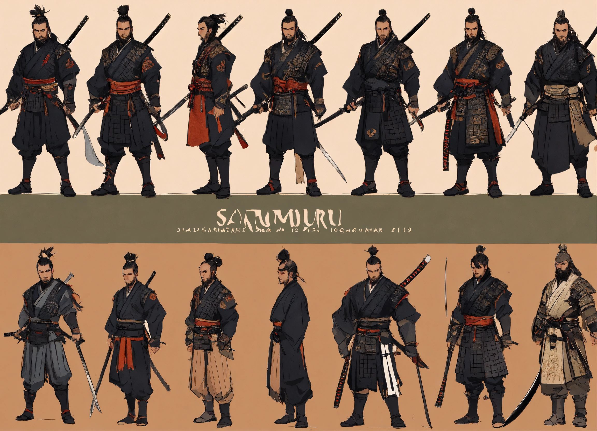 Lexica - Concept art of Samurai, 12 different designs with different ...