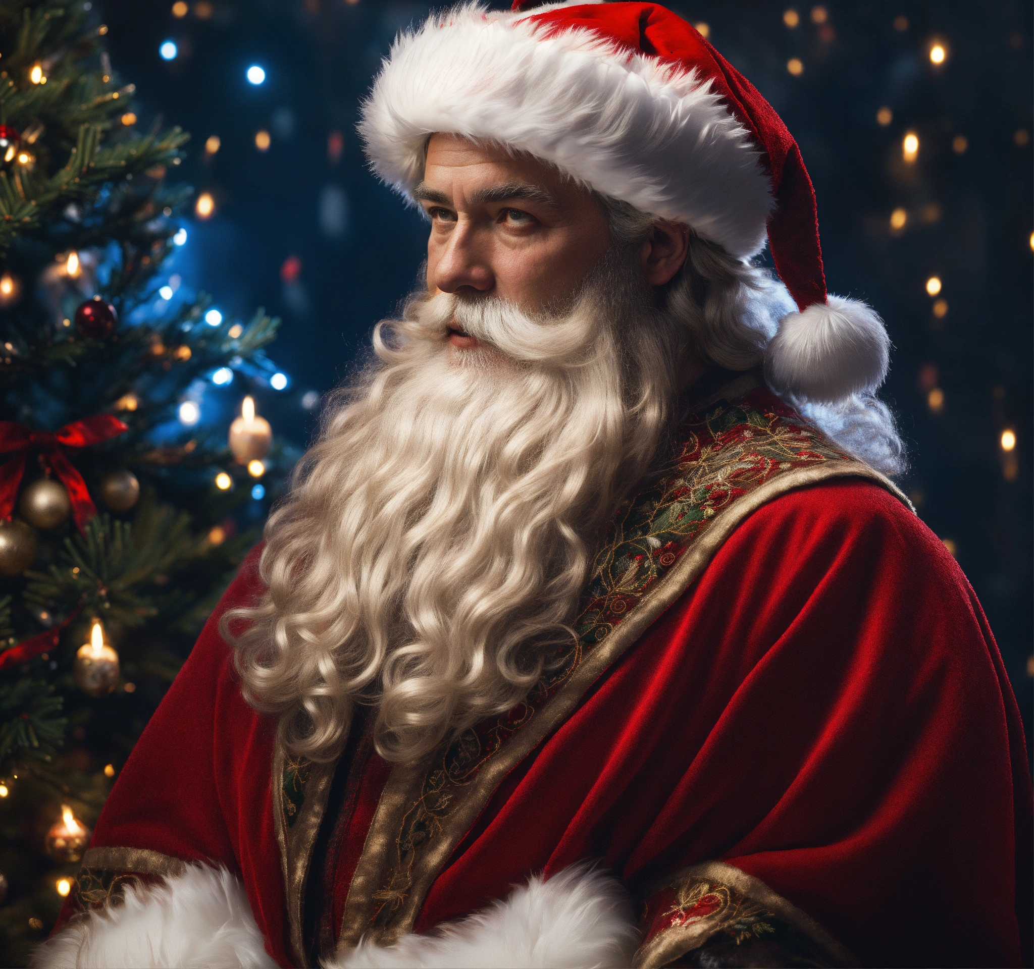Lexica - Beautiful medieval Santa Claus sideview portrait, intricate ...