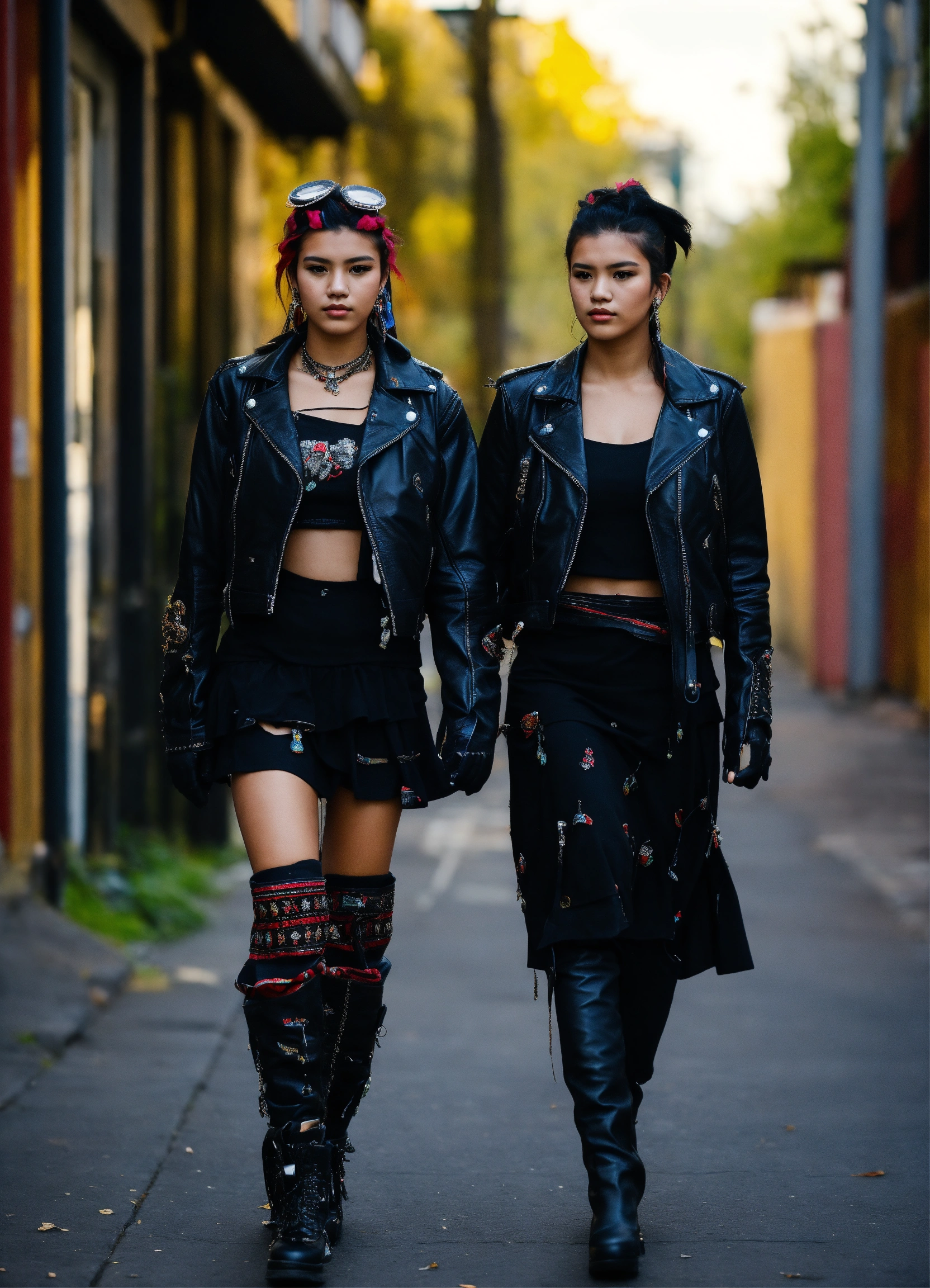 Lexica - Two 20 year old native punk girls wearing a black leather ...