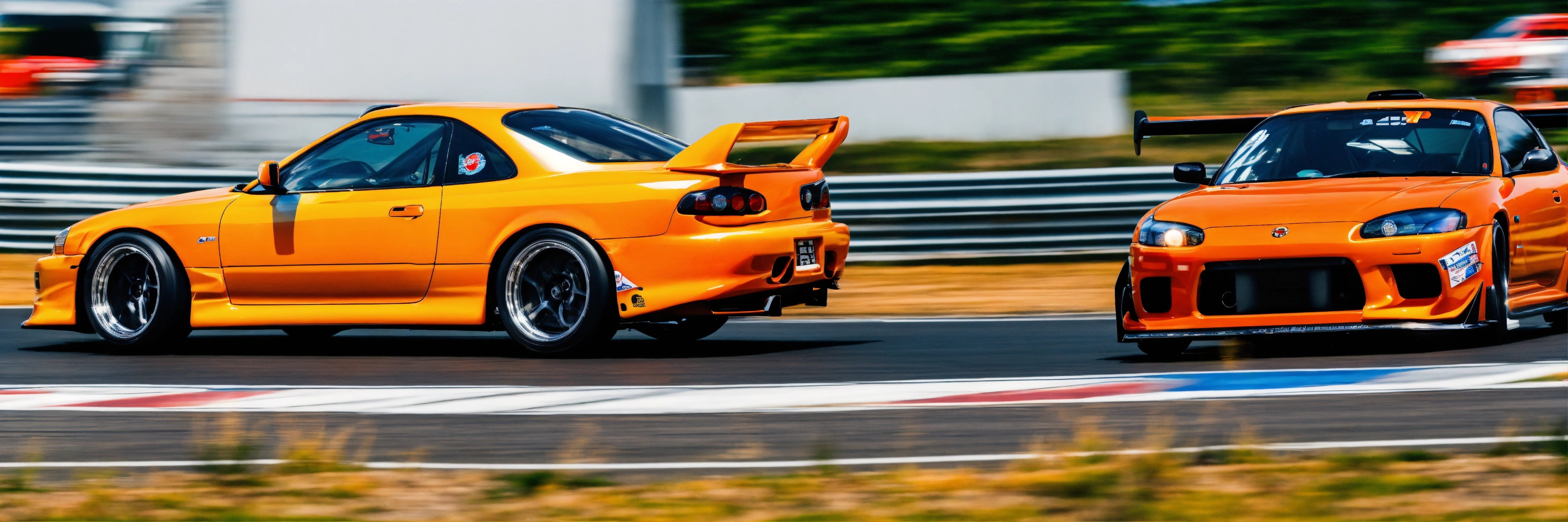 Lexica - A colorful orange Nissan Silvia S15 with a wide-body kit ...