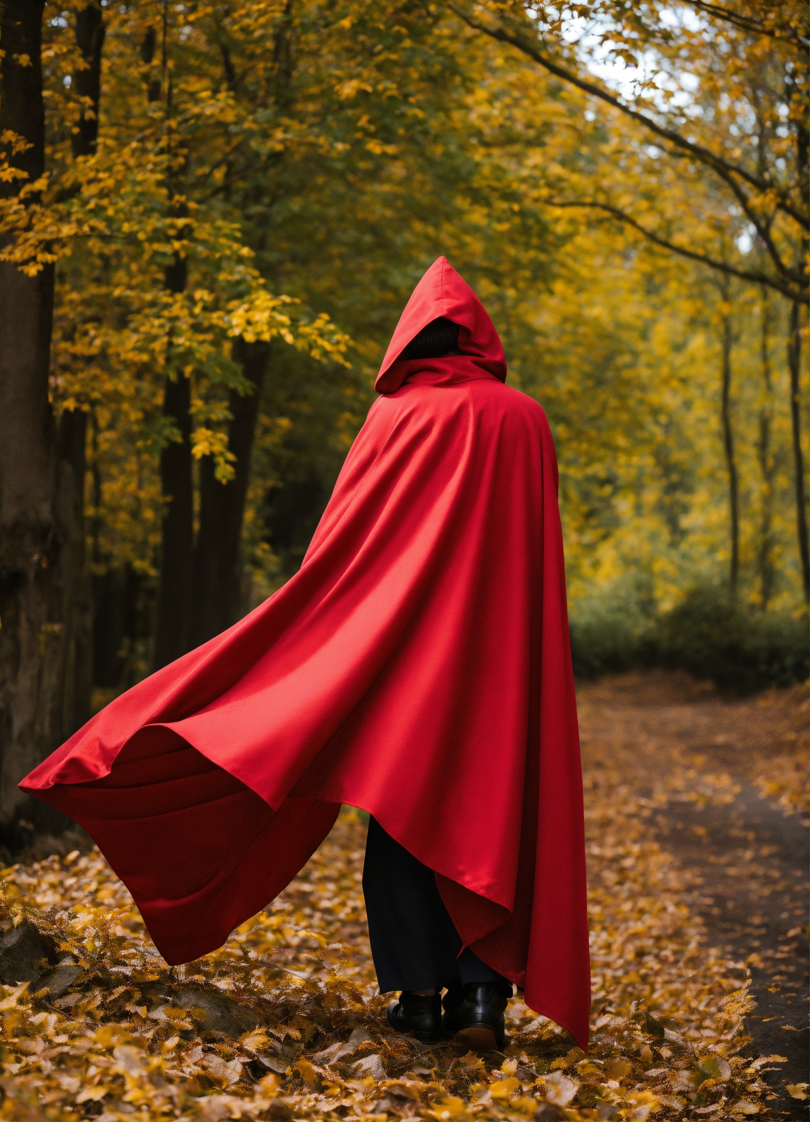 Lexica - Un personnel de dos avec une grande cape à capuche