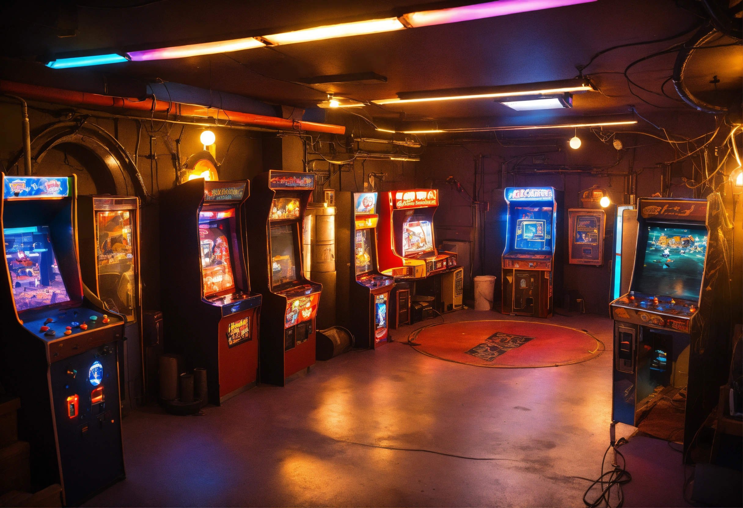 Lexica - Sci Fi tech base of operations with arcade machine, lots of ...