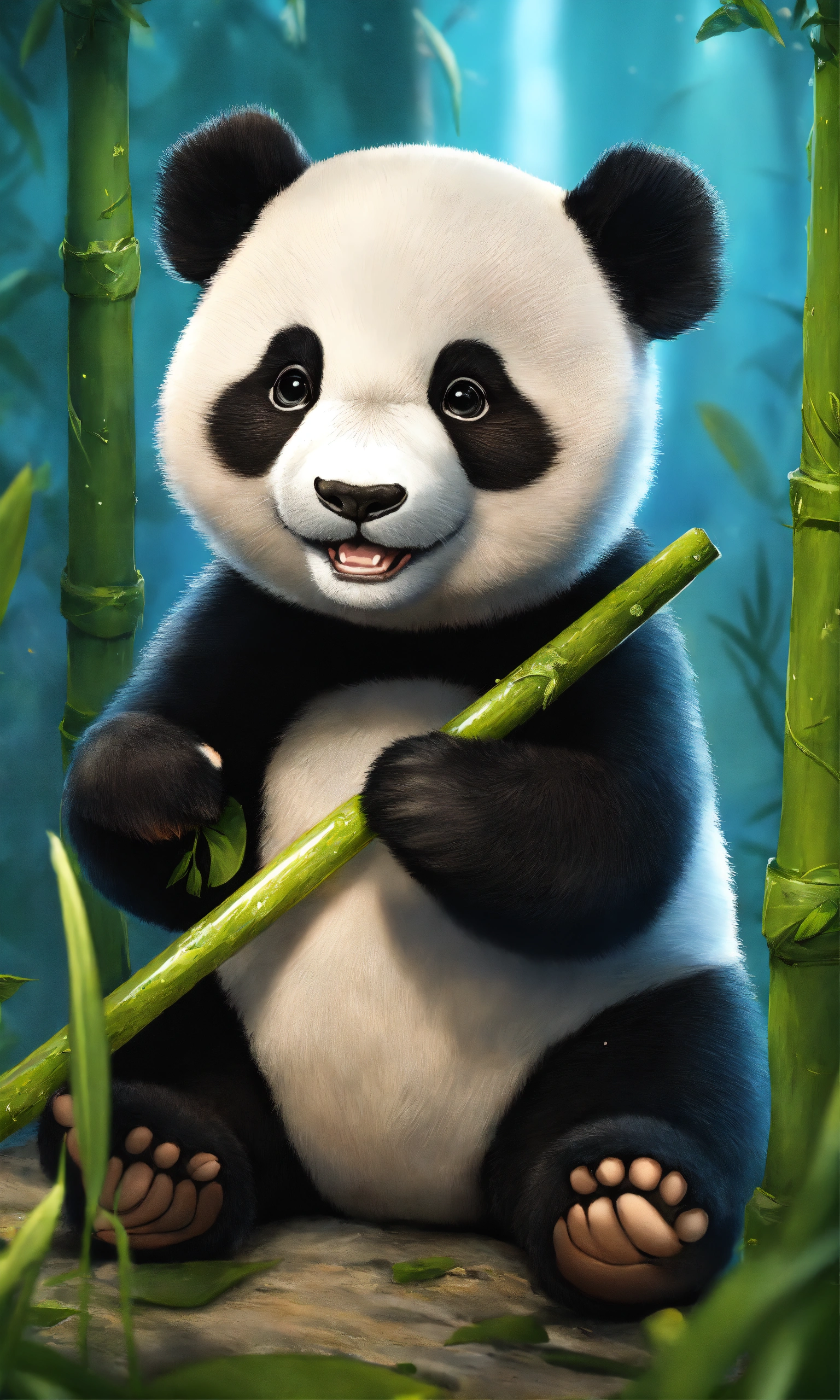 Lexica - Large sections baby panda, no color, no background