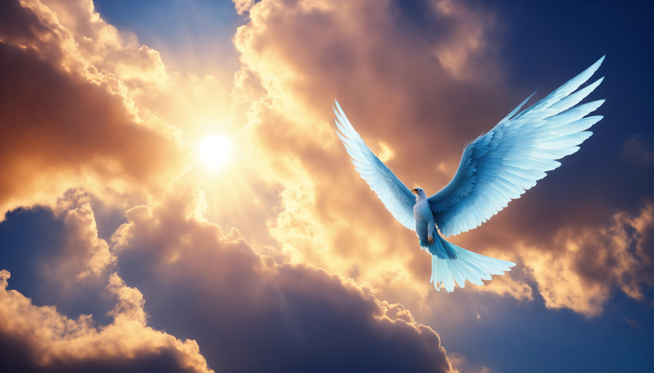 Lexica - Archange dans le ciel sur fond lumineux, ange étend ses ailes ...