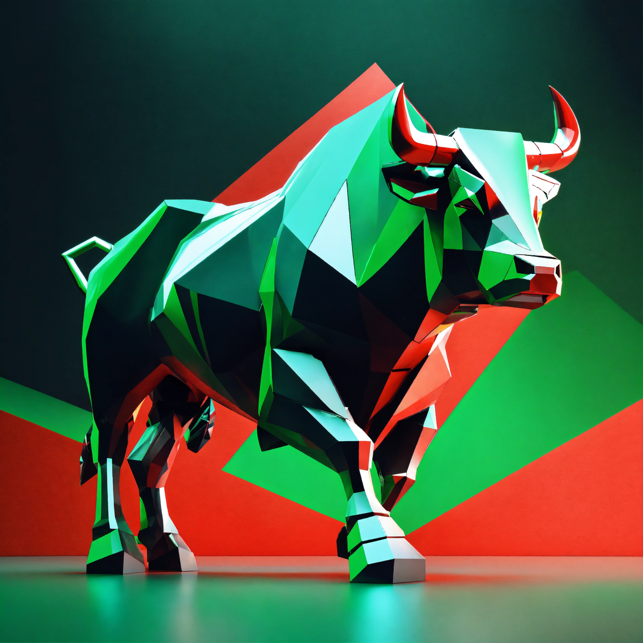Lexica - Geometric aggressive bull muscular walking, geometric shapes ...
